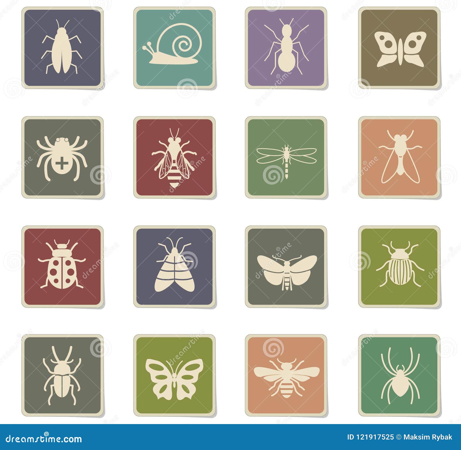 Sistema Del Icono De Los Insectos Ilustración del Vector - Ilustración ...