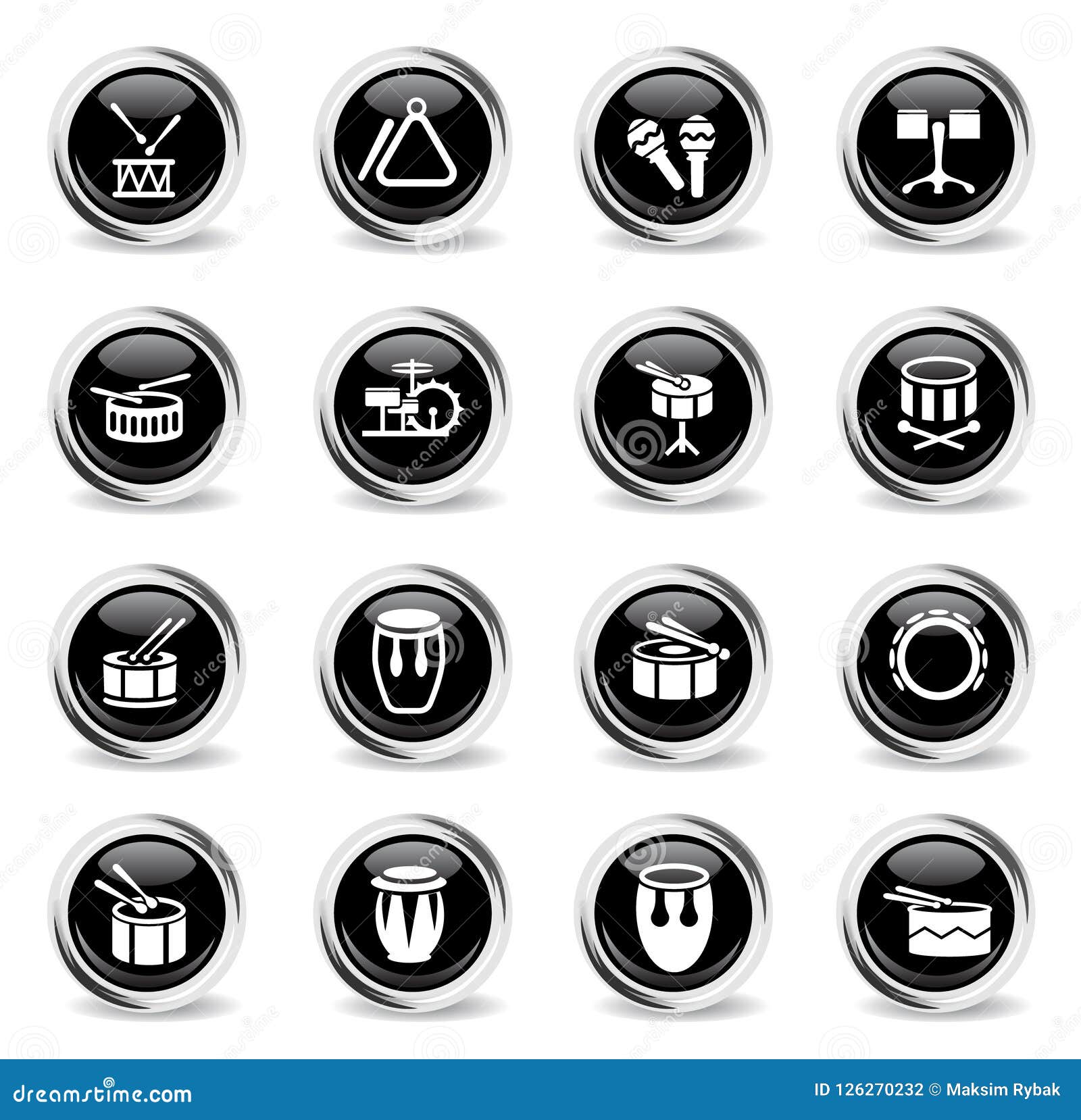 Sistema Del Icono De Los Instrumentos Del Ritmo Stock de ilustración ...