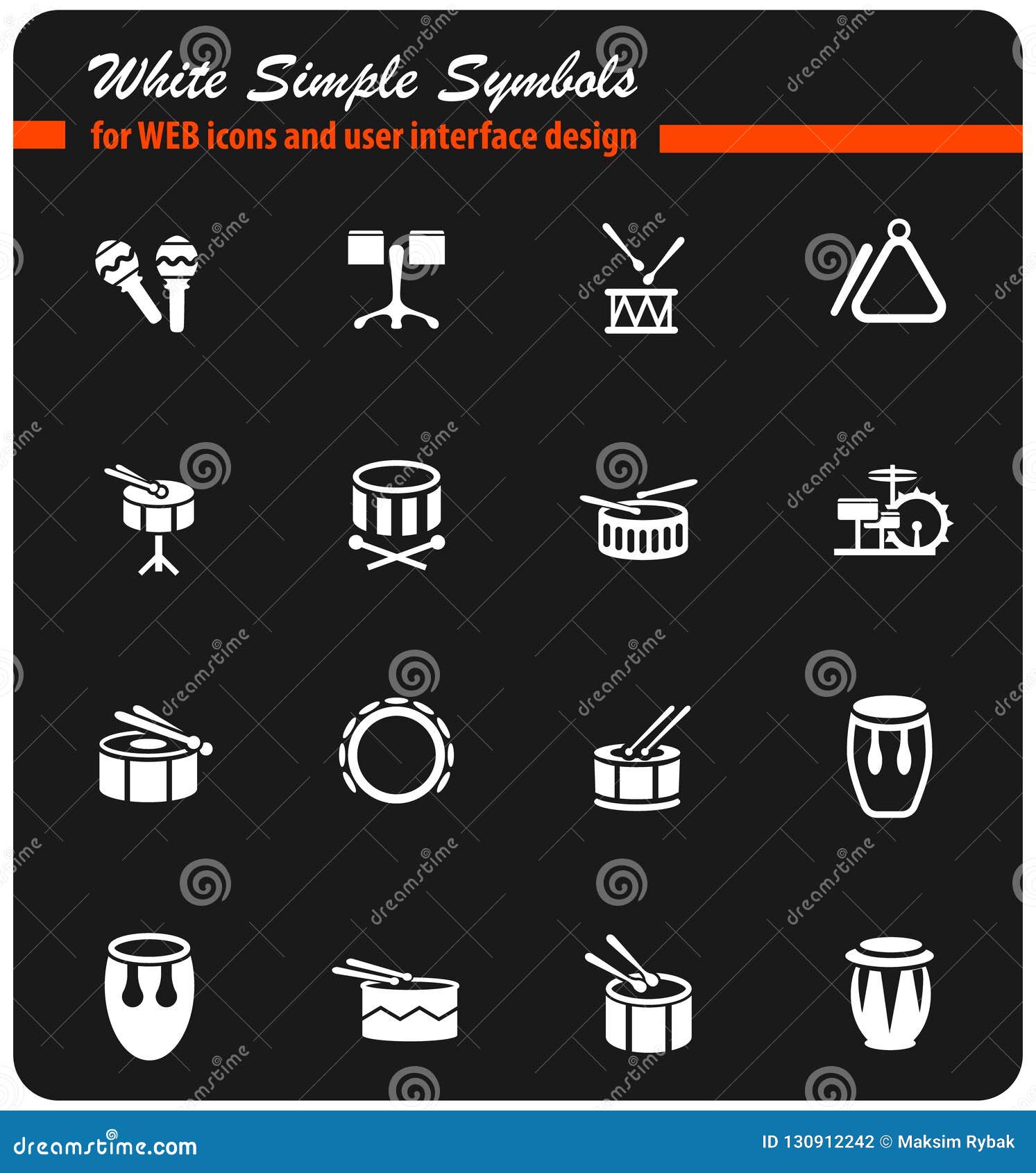 Sistema Del Icono De Los Instrumentos Del Ritmo Ilustración del Vector ...