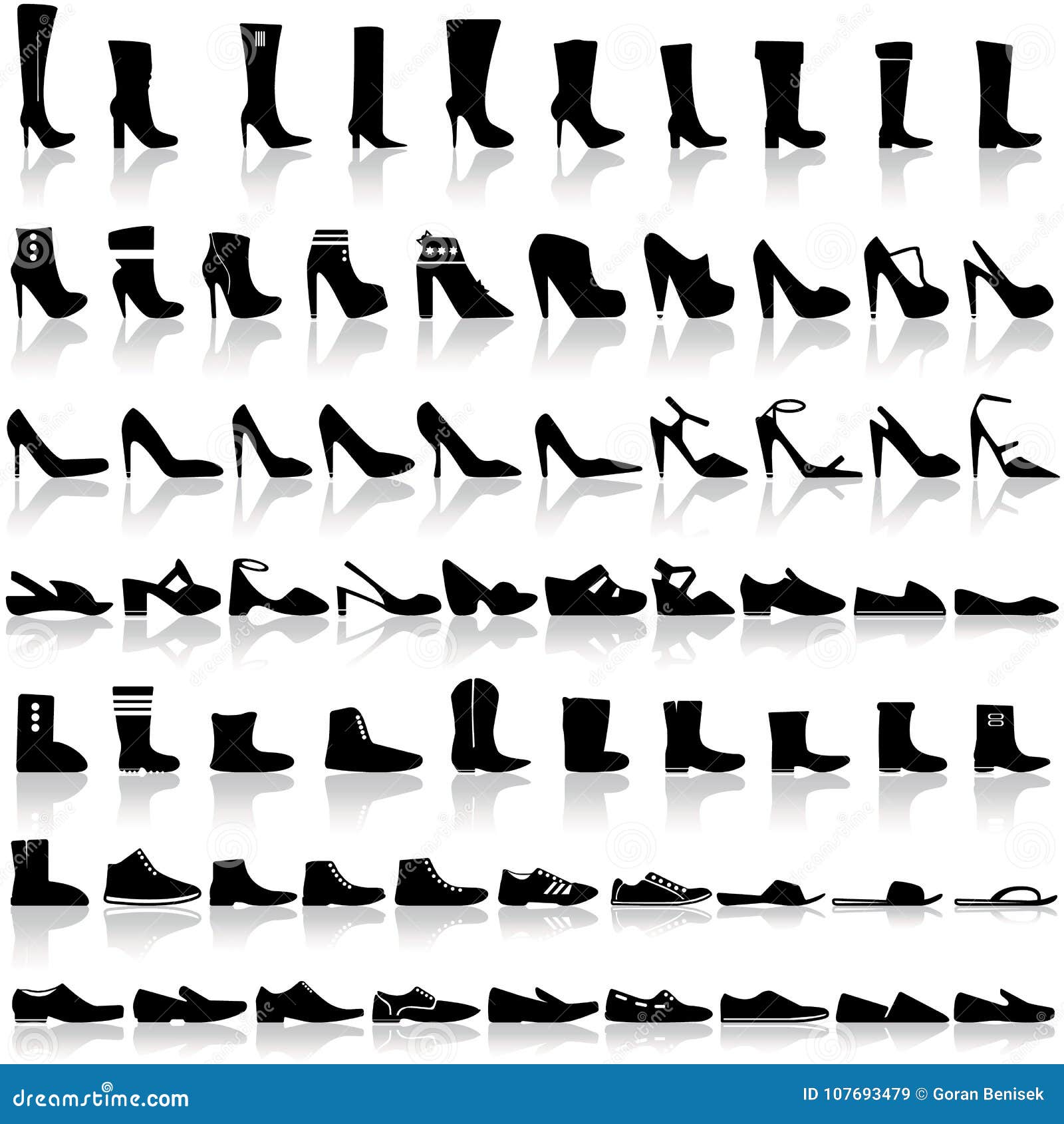Sistema Del Icono De Los Zapatos Del Calzado Ilustración del Vector ... Sistema Del Icono De Los Zapatos Del Calzado Ilustración del Vector ...