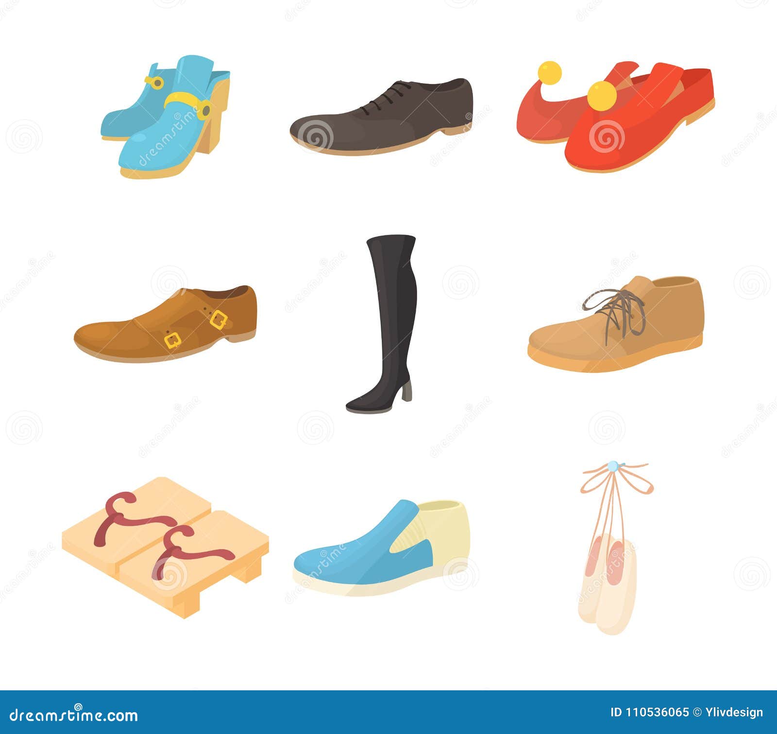 Sistema Del Icono De Los Zapatos, Estilo De La Historieta Ilustración ... Sistema Del Icono De Los Zapatos, Estilo De La Historieta Ilustración ...
