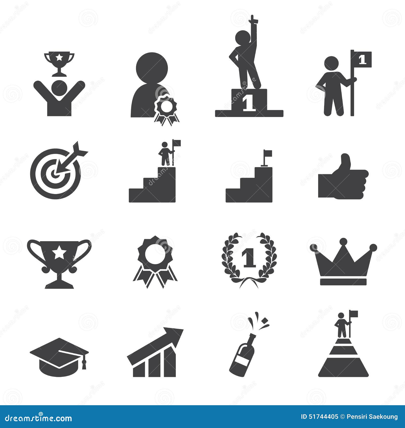 Sistema Del Icono Del éxito Ilustración del Vector - Ilustración de ...