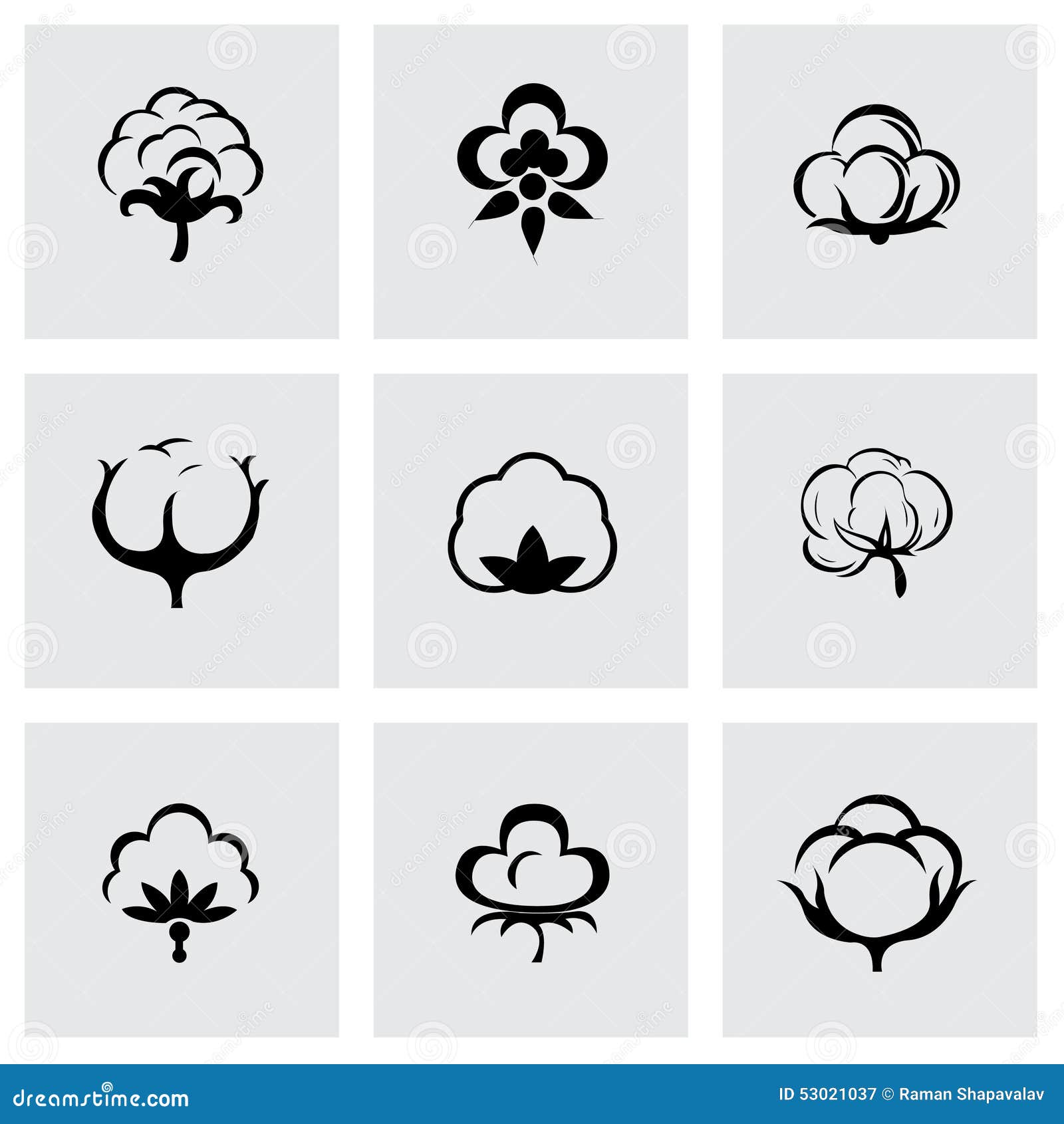 Sistema Del Icono Del Algodón Del Vector Ilustración del Vector ...