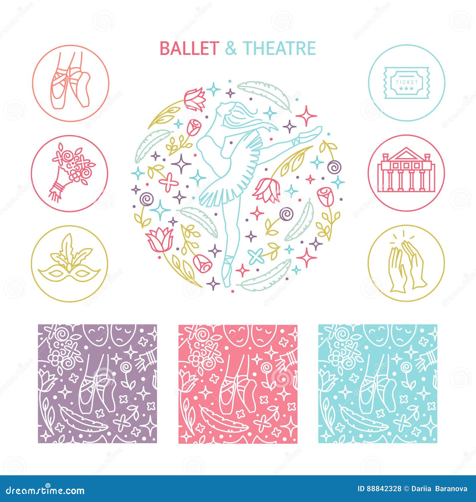 Sistema Del Icono Del Ballet Ilustración del Vector - Ilustración de ...
