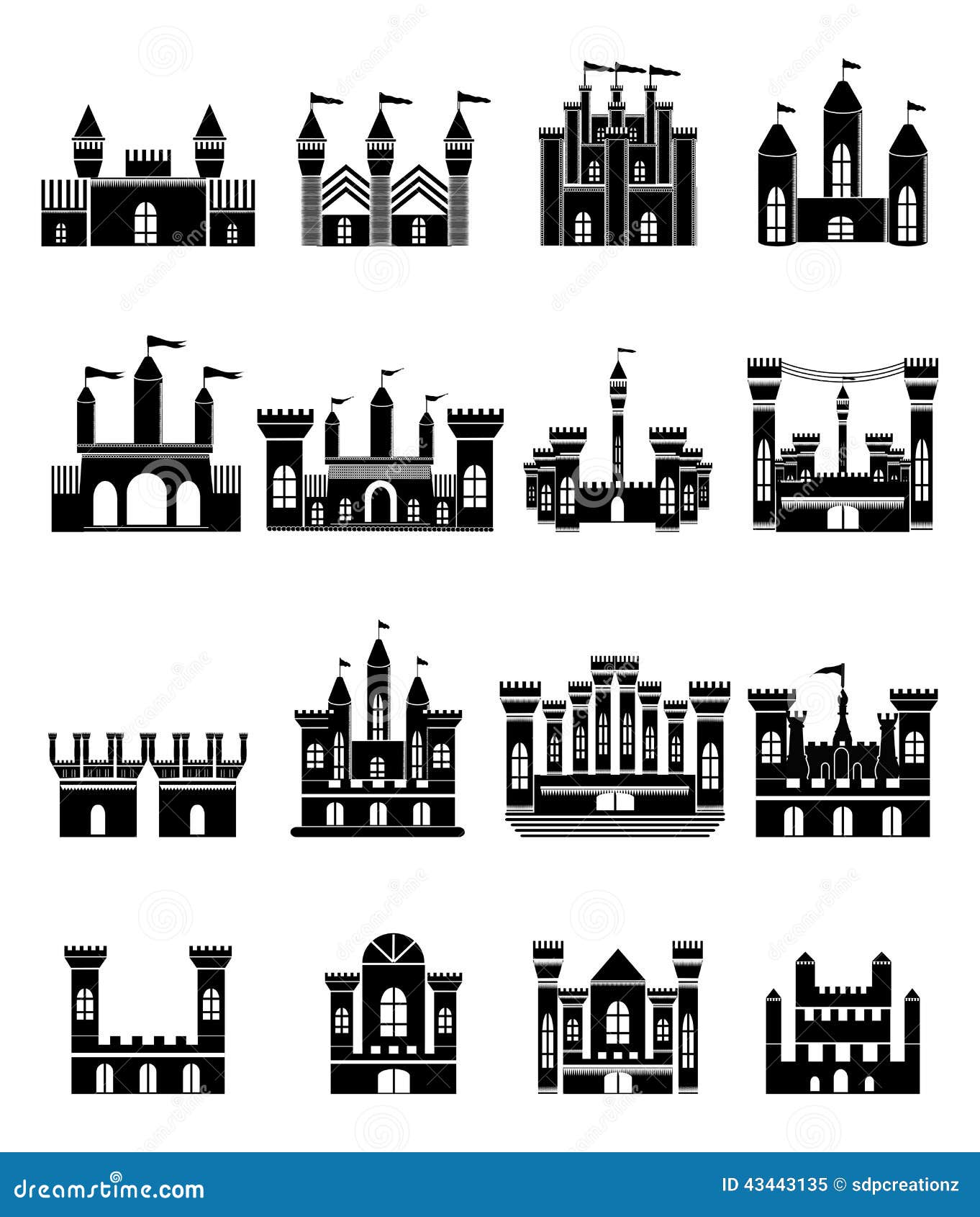 Sistema Del Icono Del Castillo Ilustración del Vector - Ilustración de ...