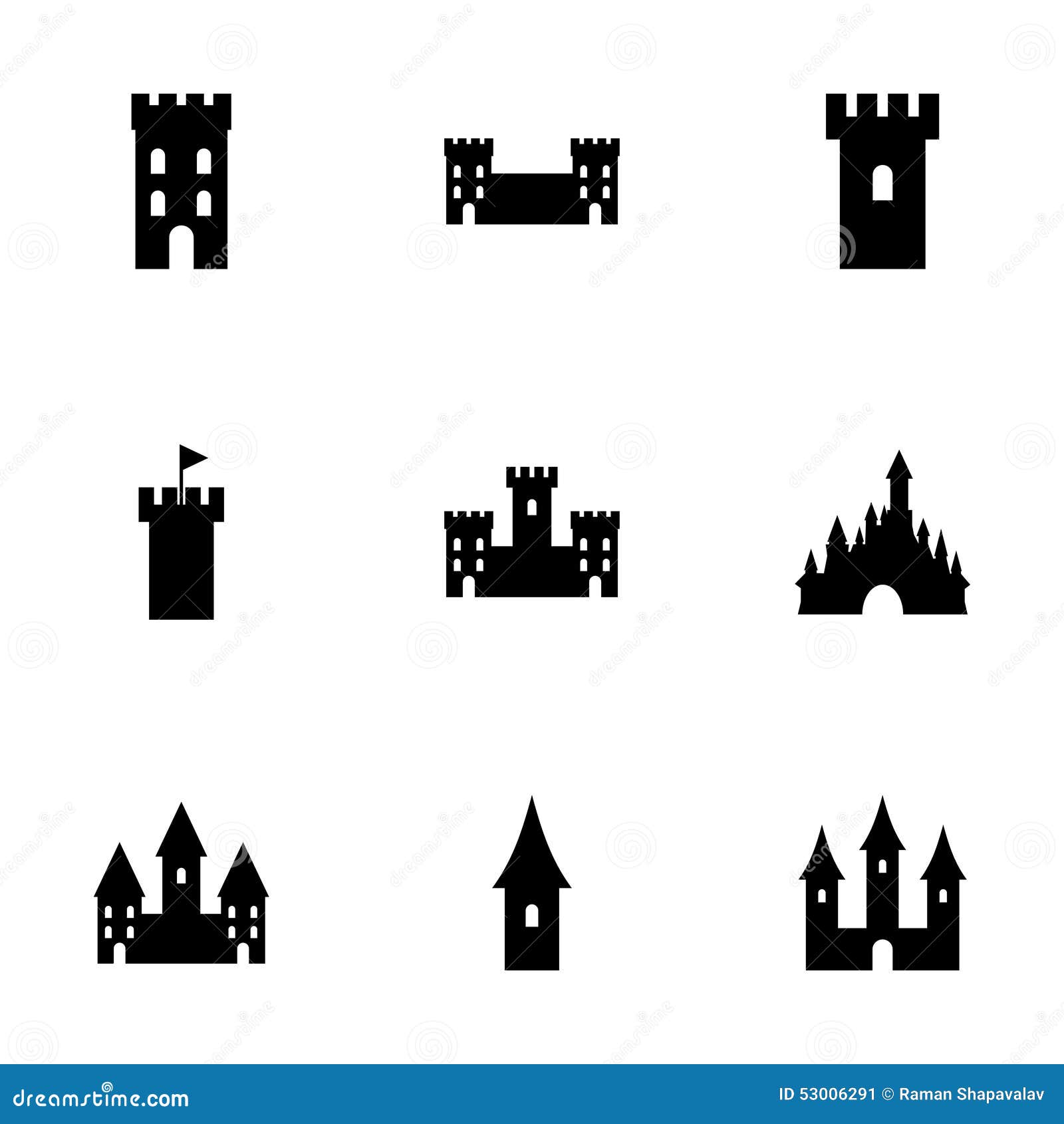 Sistema Del Icono Del Castillo Del Vector Ilustración del Vector ...