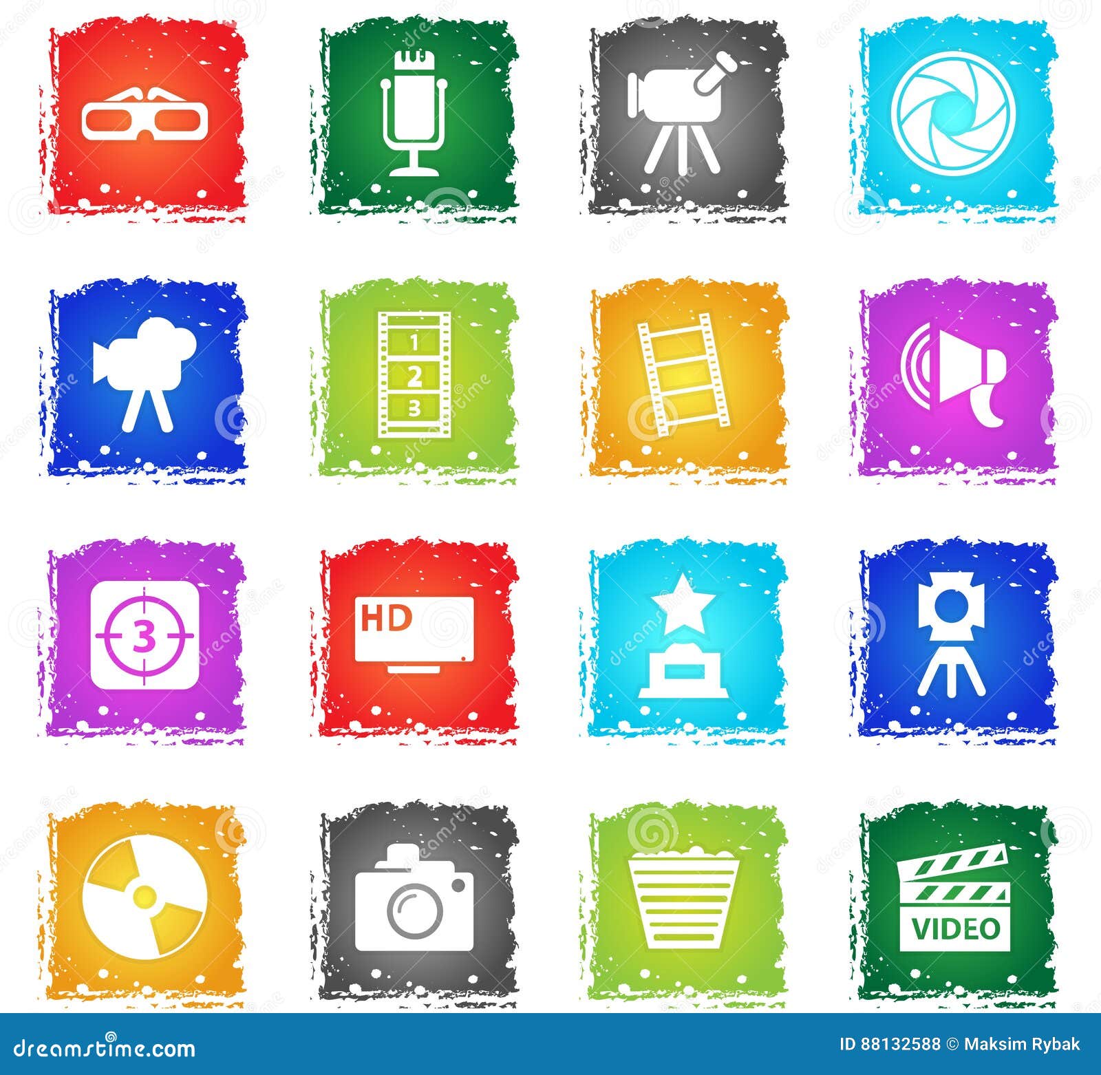 Sistema del icono del cine stock de ilustración. Ilustración de ...