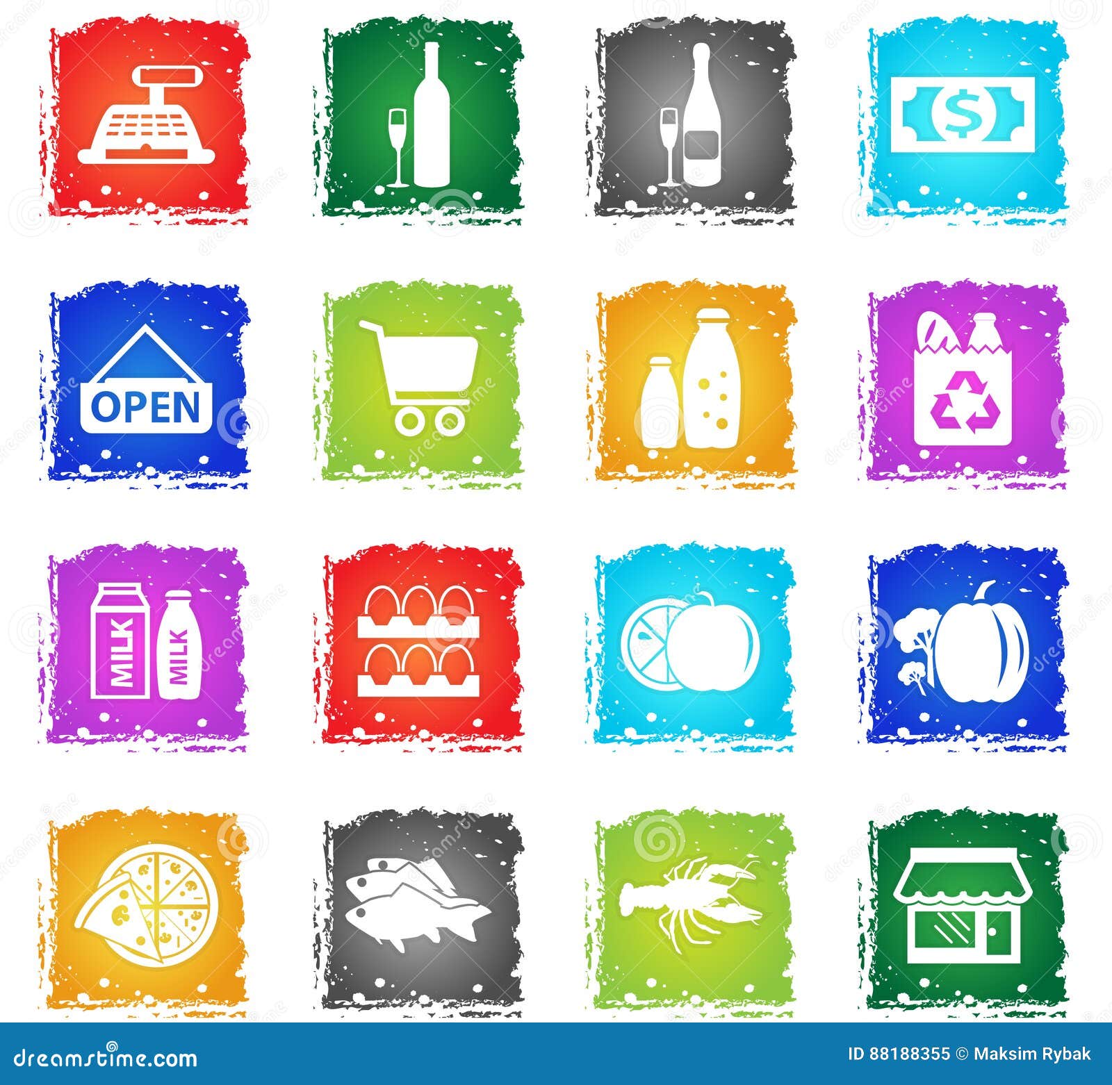 Sistema Del Icono Del Colmado Ilustración del Vector - Ilustración de ...