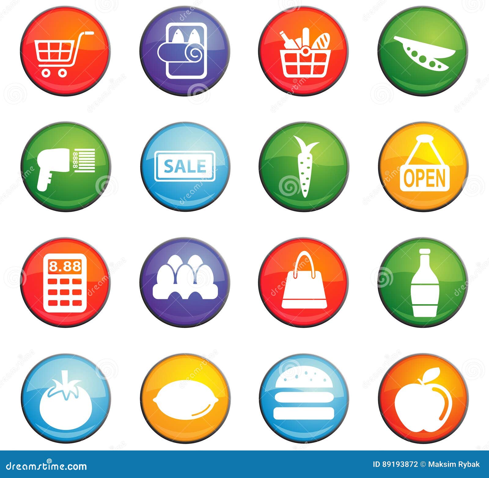 Sistema Del Icono Del Colmado Stock de ilustración - Ilustración de ...