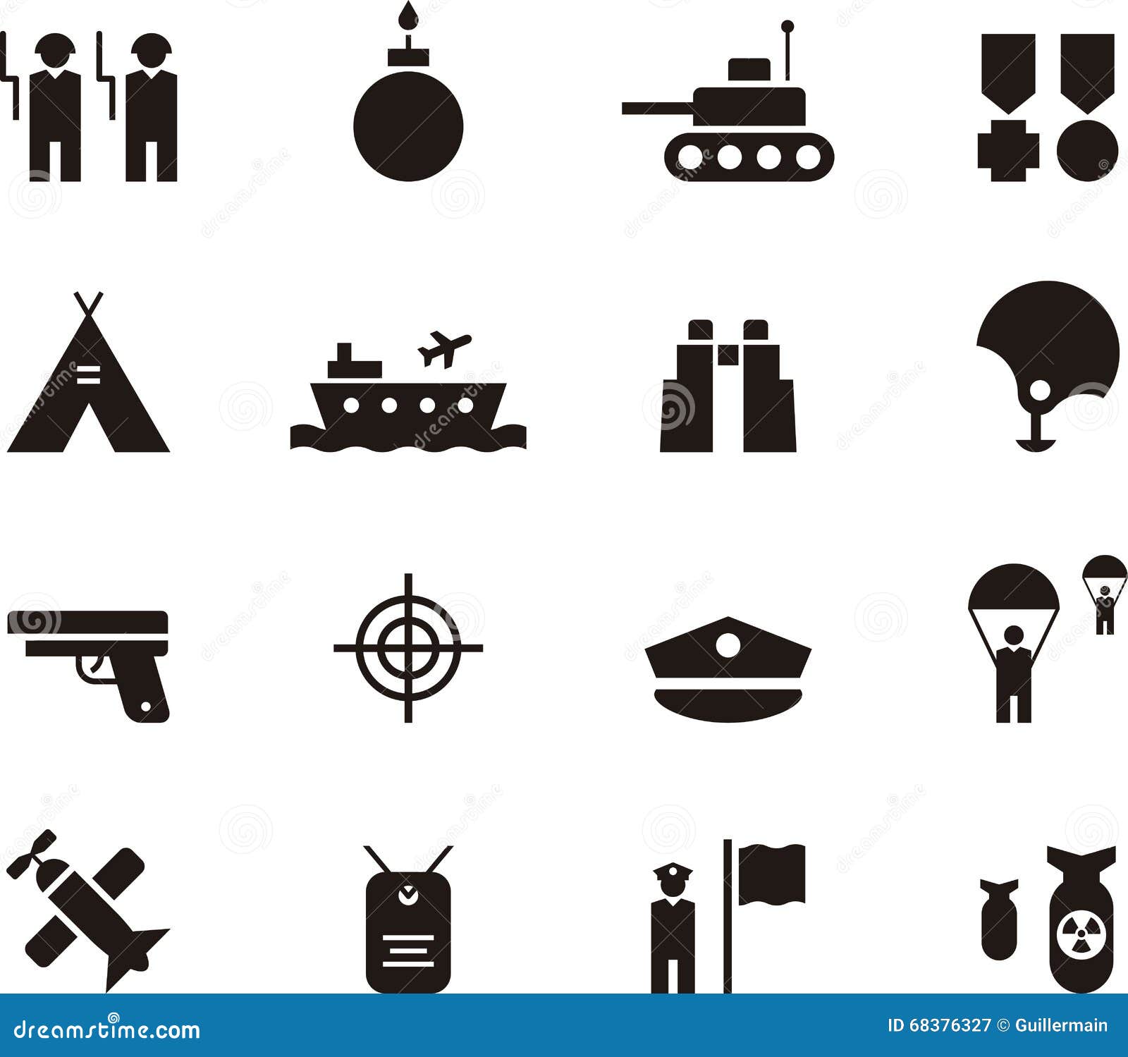 Sistema Del Icono Del Ejército Ilustración del Vector - Ilustración de ...