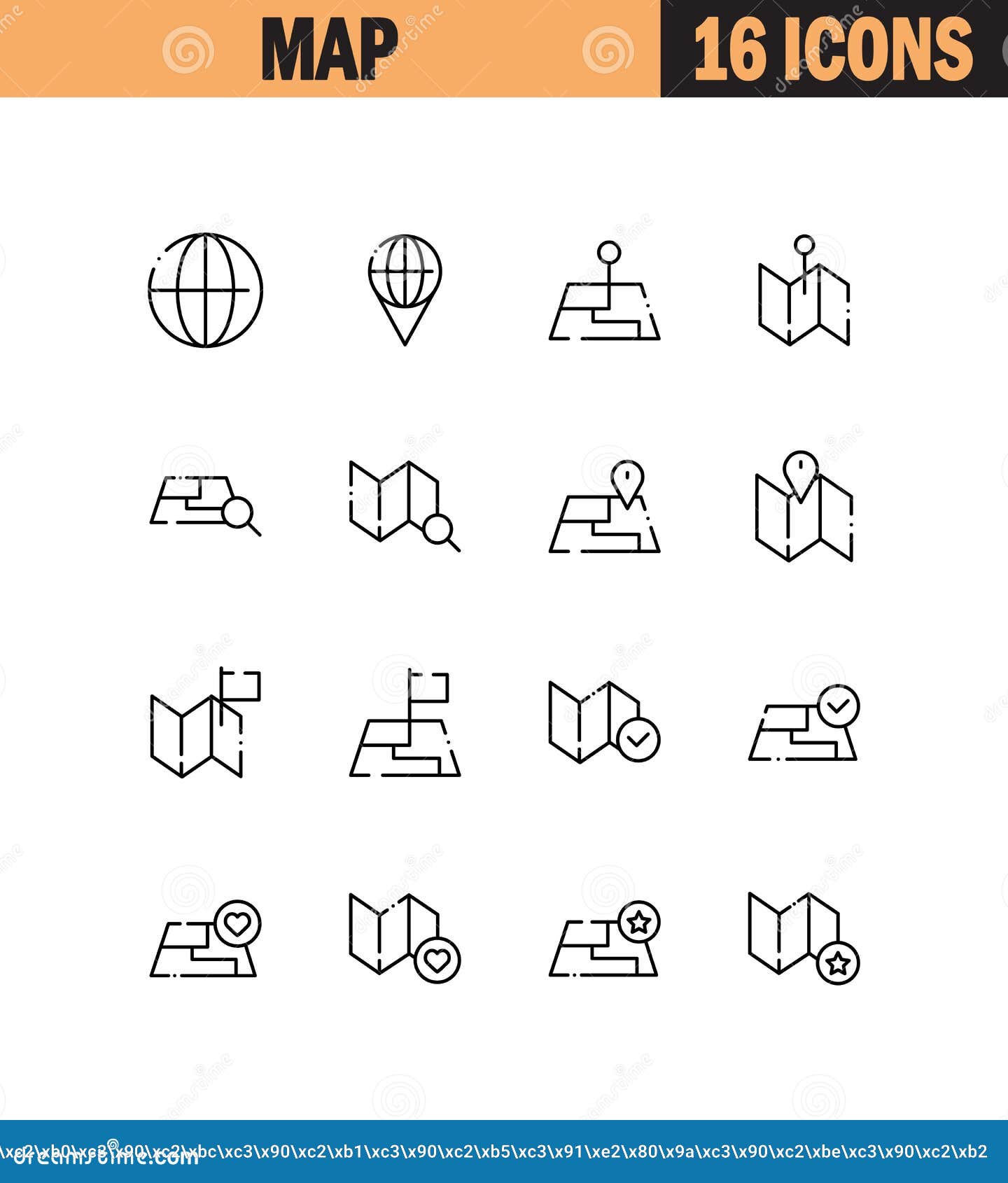 Sistema del icono del mapa ilustración del vector. Ilustración de ...