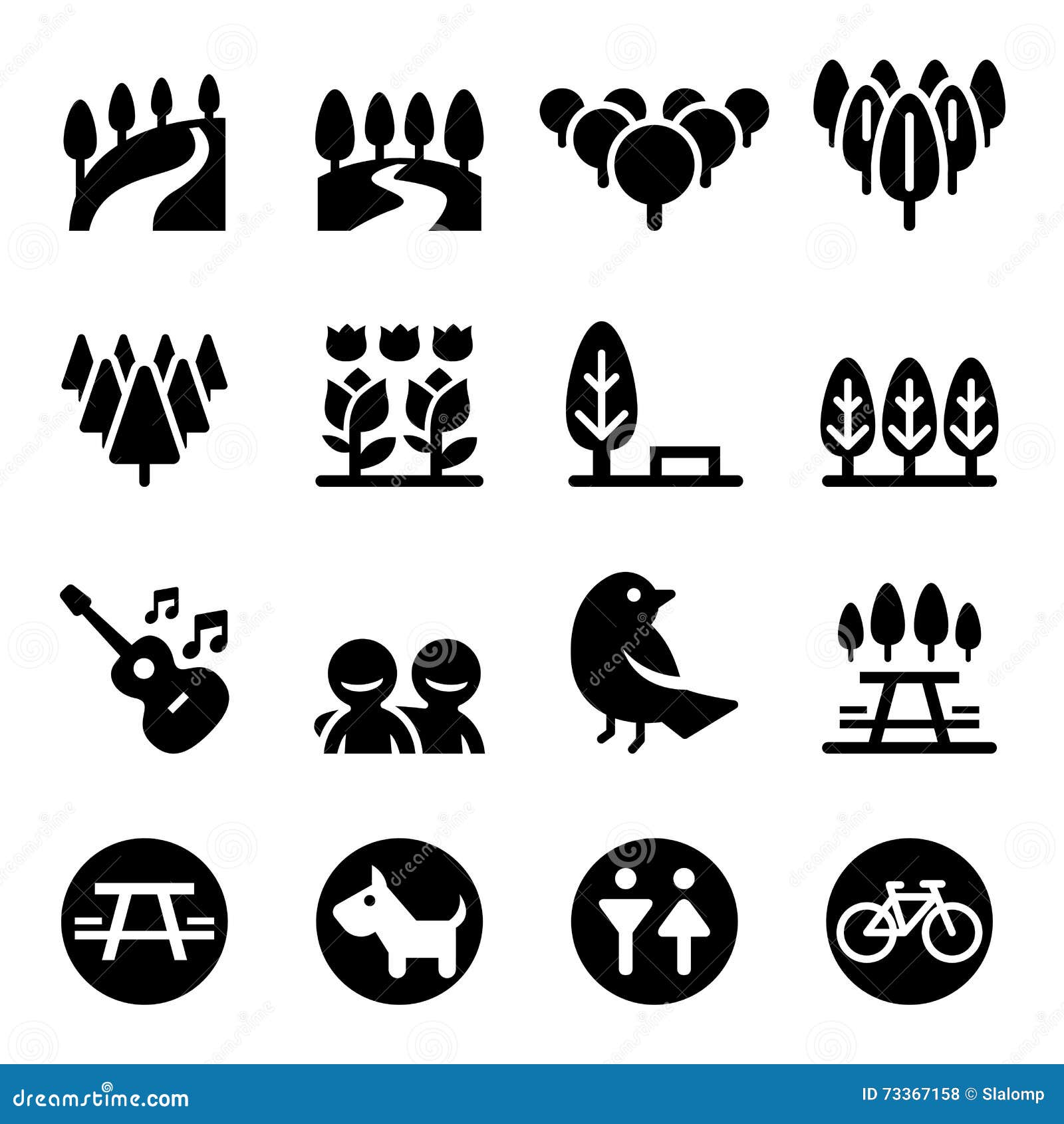 Sistema Del Icono Del Parque Stock de ilustración - Ilustración de ...