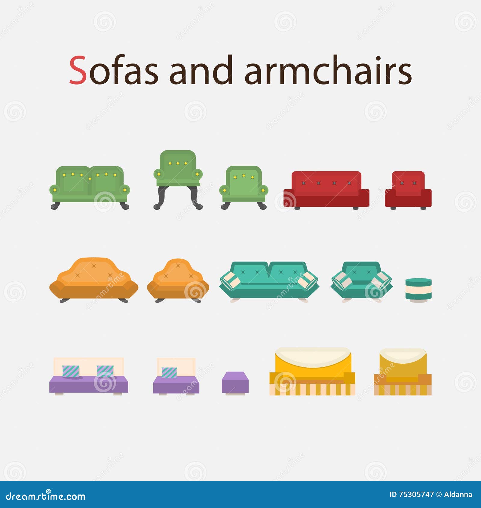 Sistema Del Icono Del Vector De Sofás Y De Butacas Ilustración del Vector - Ilustración de icono ...