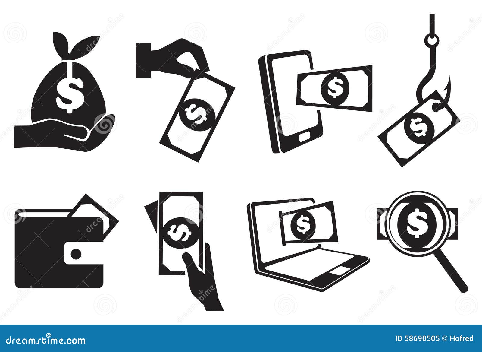 Sistema Del Icono Del Vector Del Dinero Ilustración del Vector ...