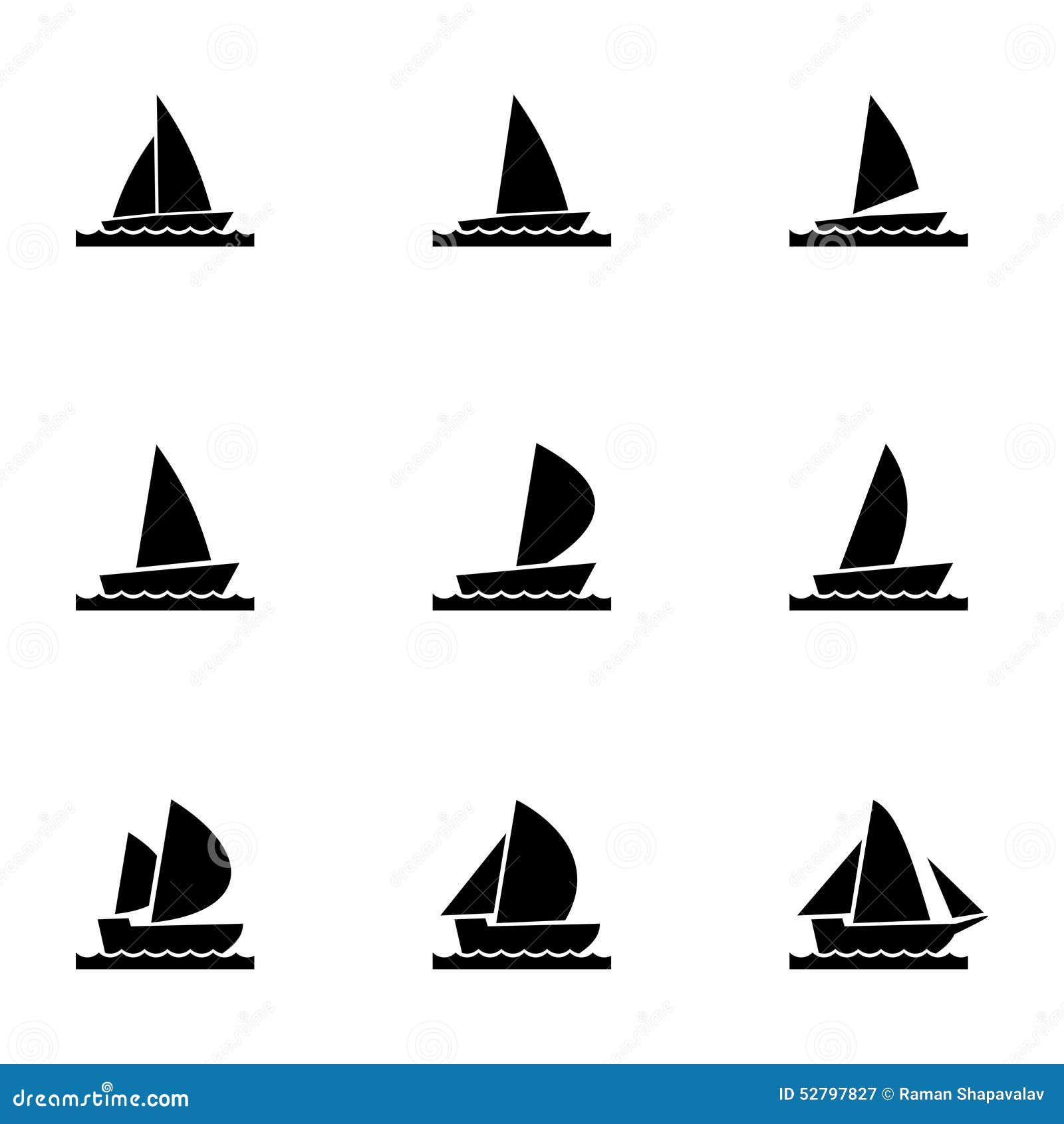 Sistema Del Icono Del Velero Del Vector Ilustración del Vector ...