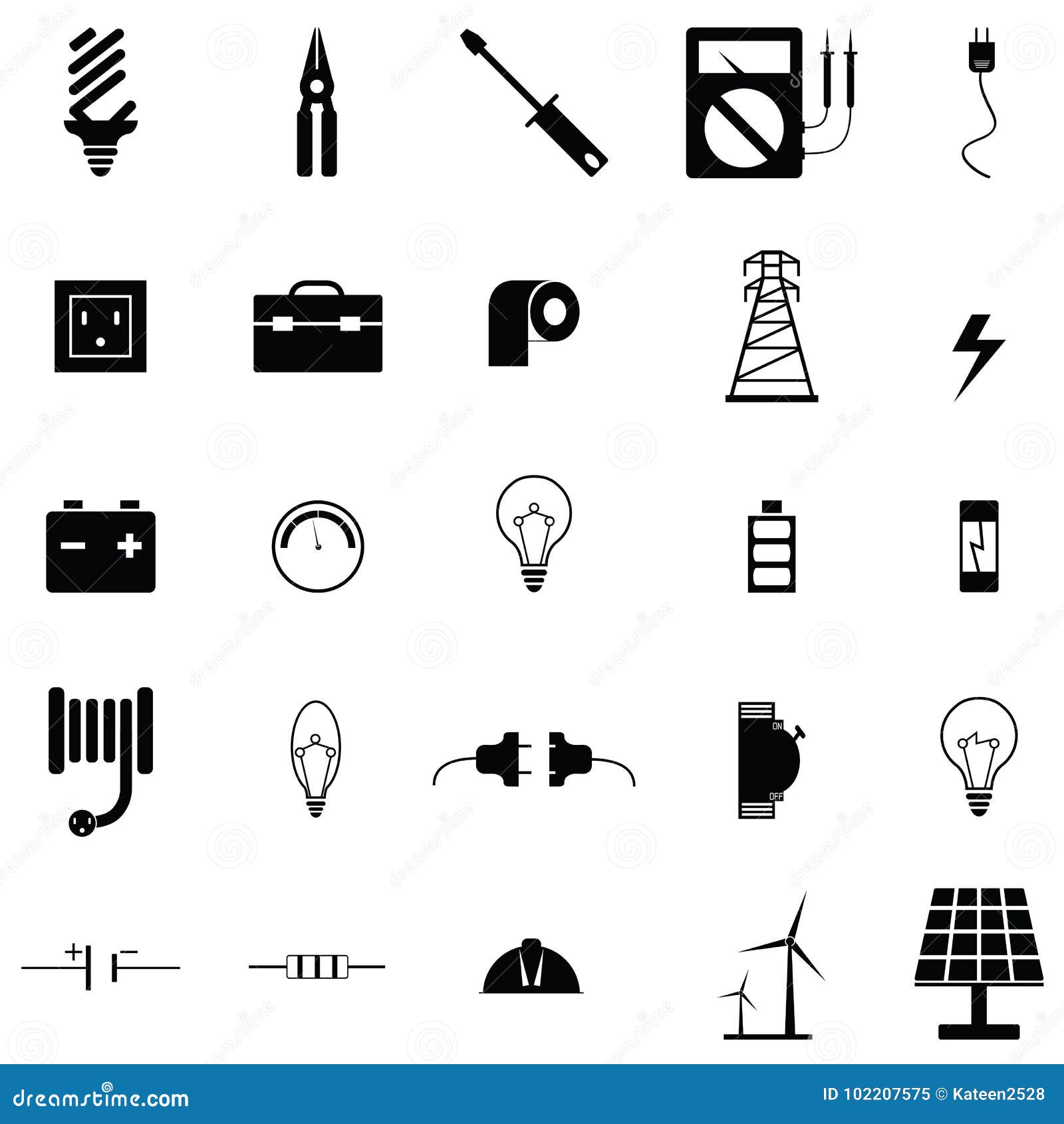 Sistema Del Icono Del Electricista Ilustración del Vector - Ilustración ...