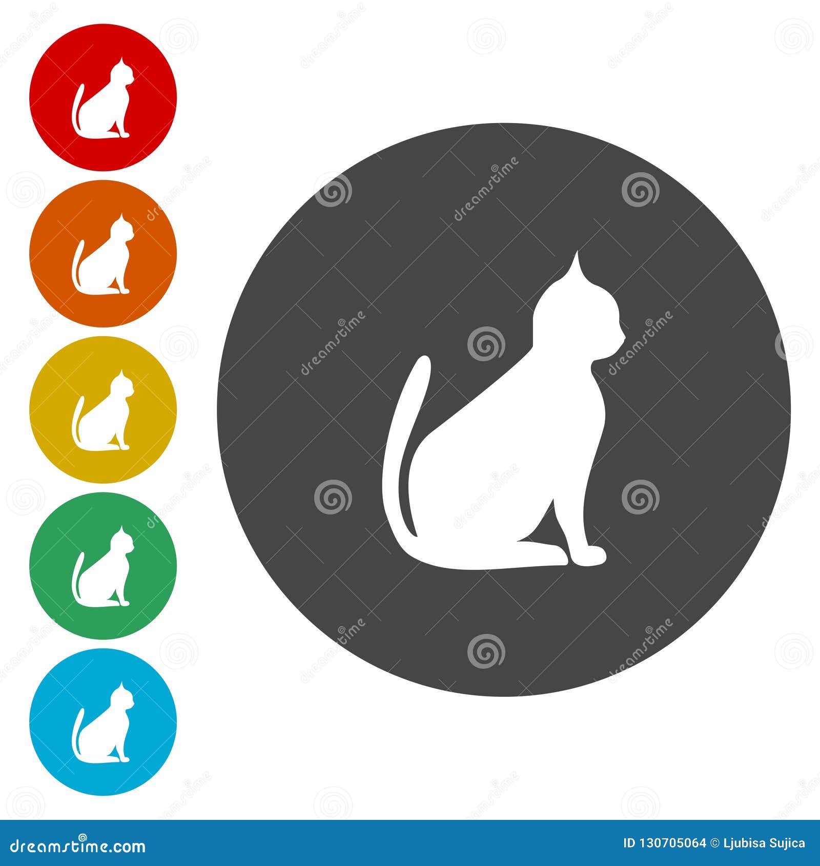 Sistema Del Icono Del Gato, Icono Del Vector Ilustración del Vector ...