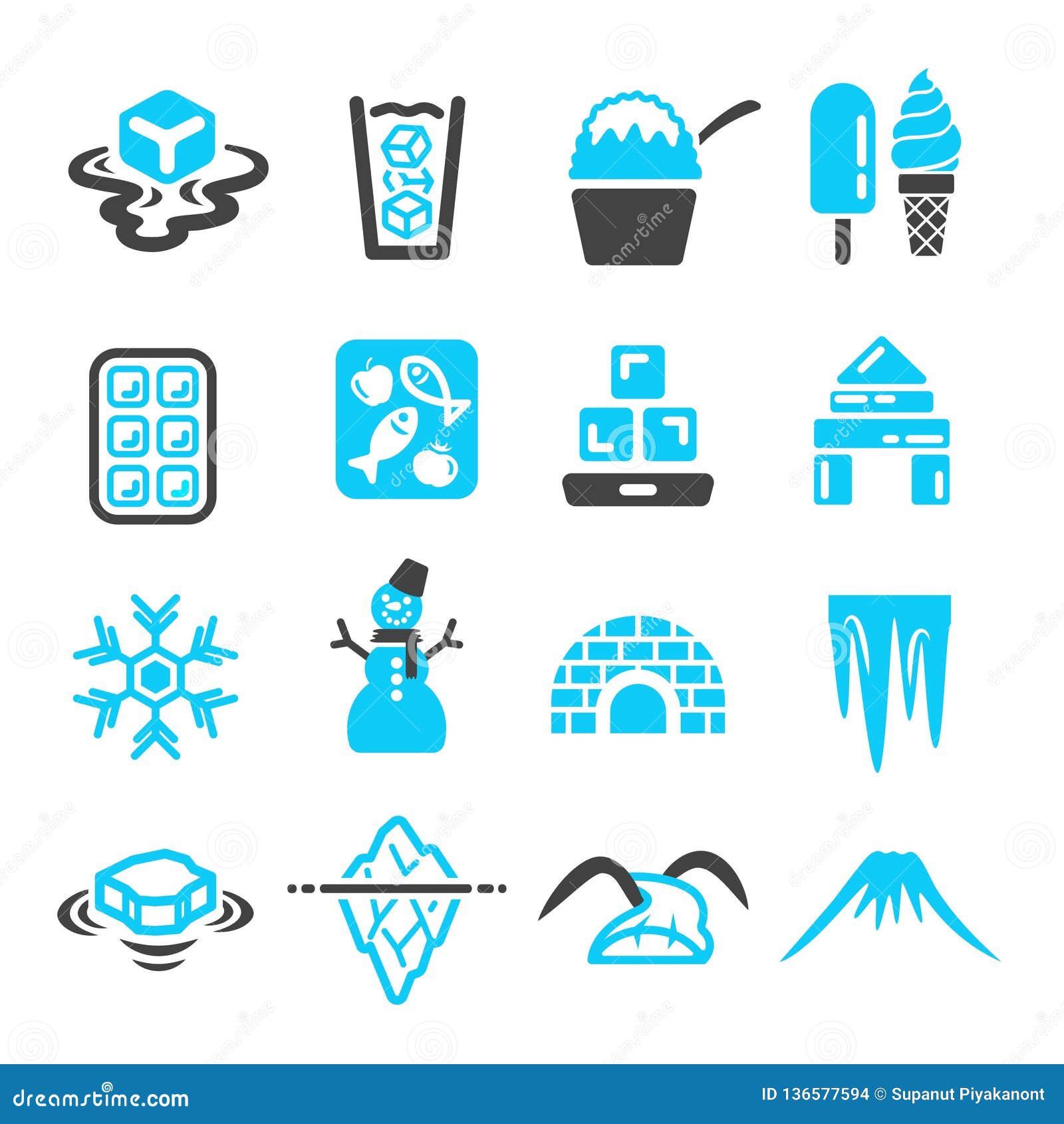Sistema Del Icono Del Hielo Ilustración del Vector - Ilustración de ...