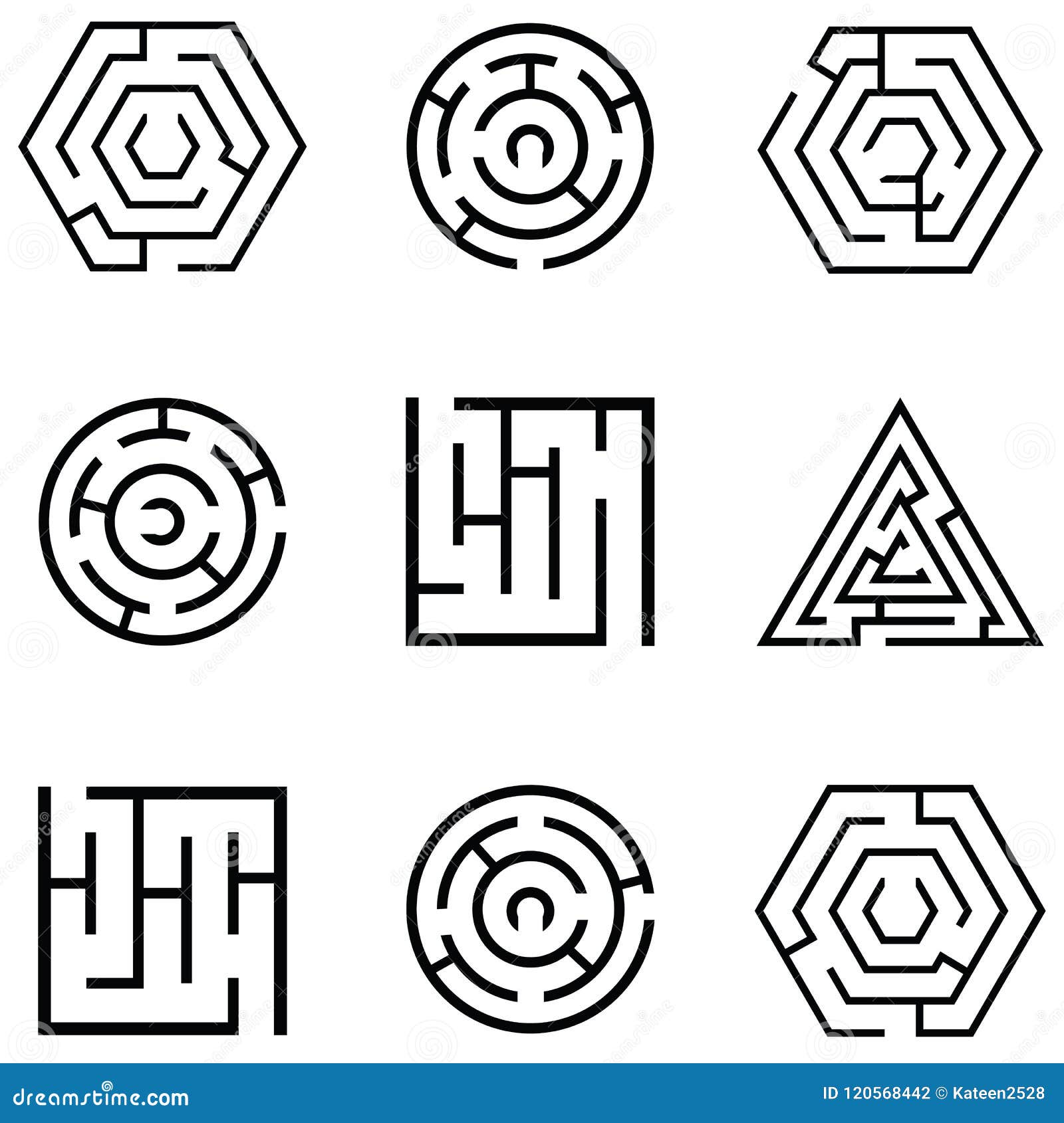 Sistema Del Icono Del Laberinto Ilustración del Vector - Ilustración de ...