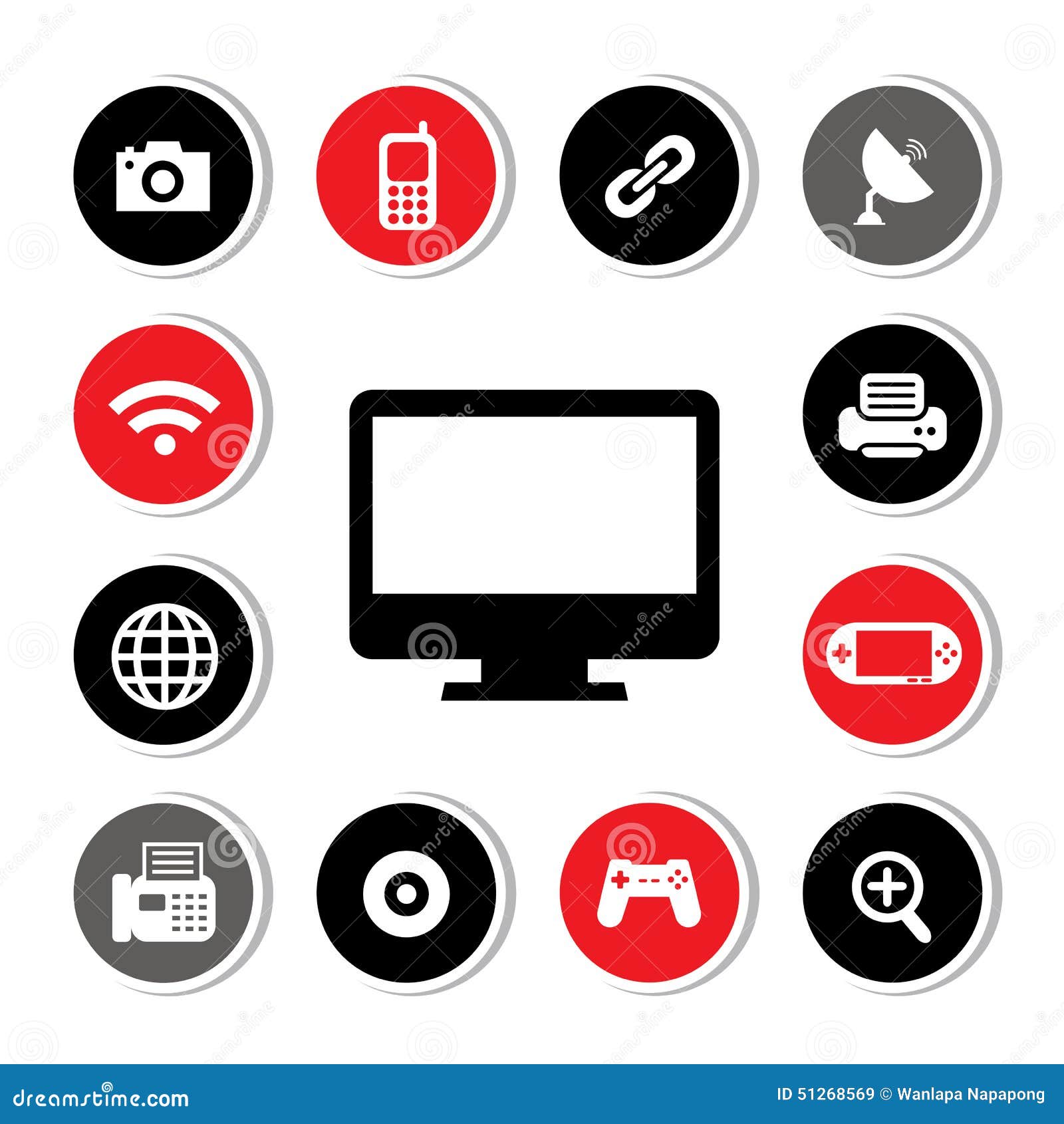 Sistema del icono las TIC ilustración del vector. Ilustración de ...