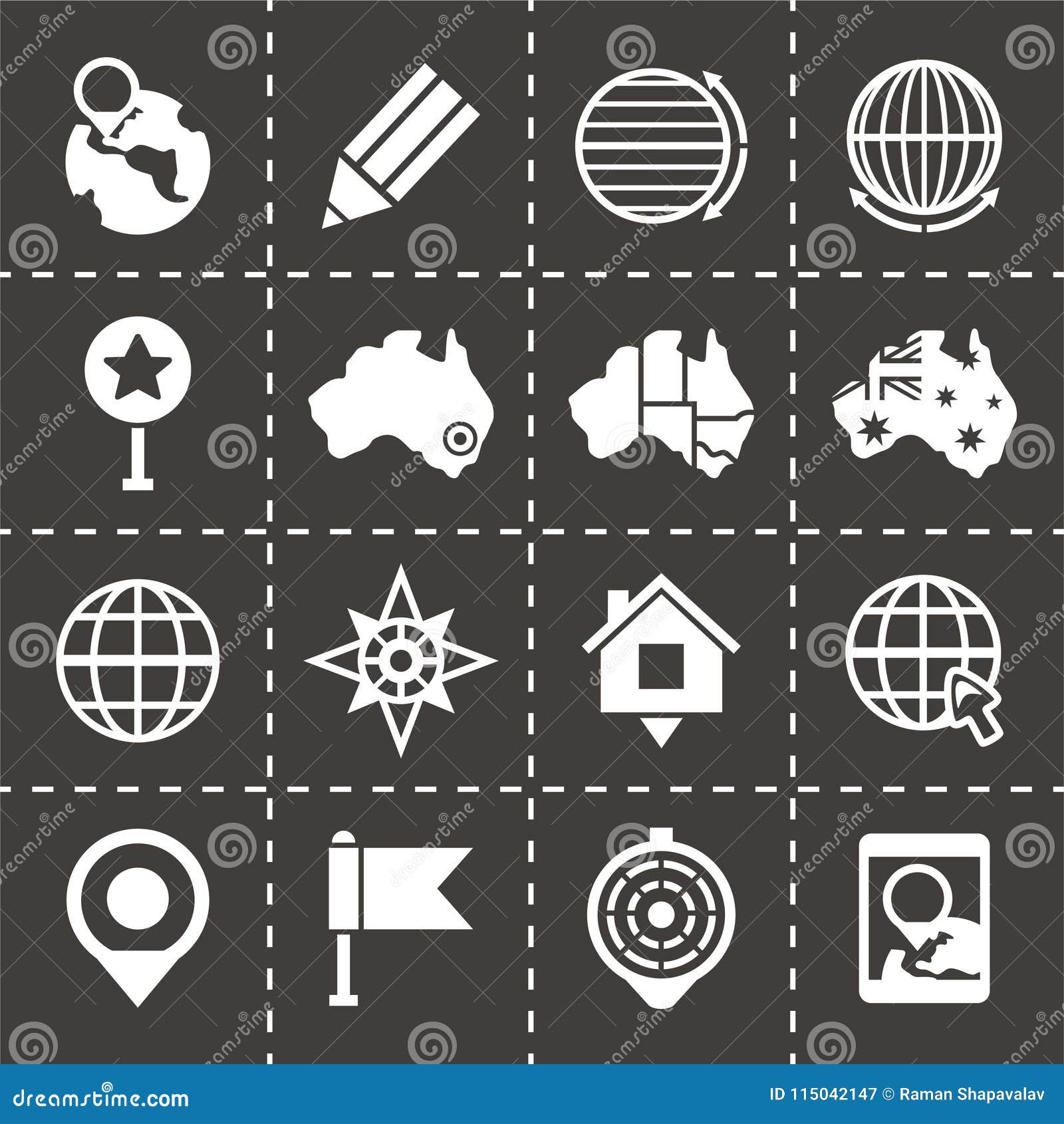 Sistema Del Icono Del Mapa Del Vector Ilustración del Vector ...