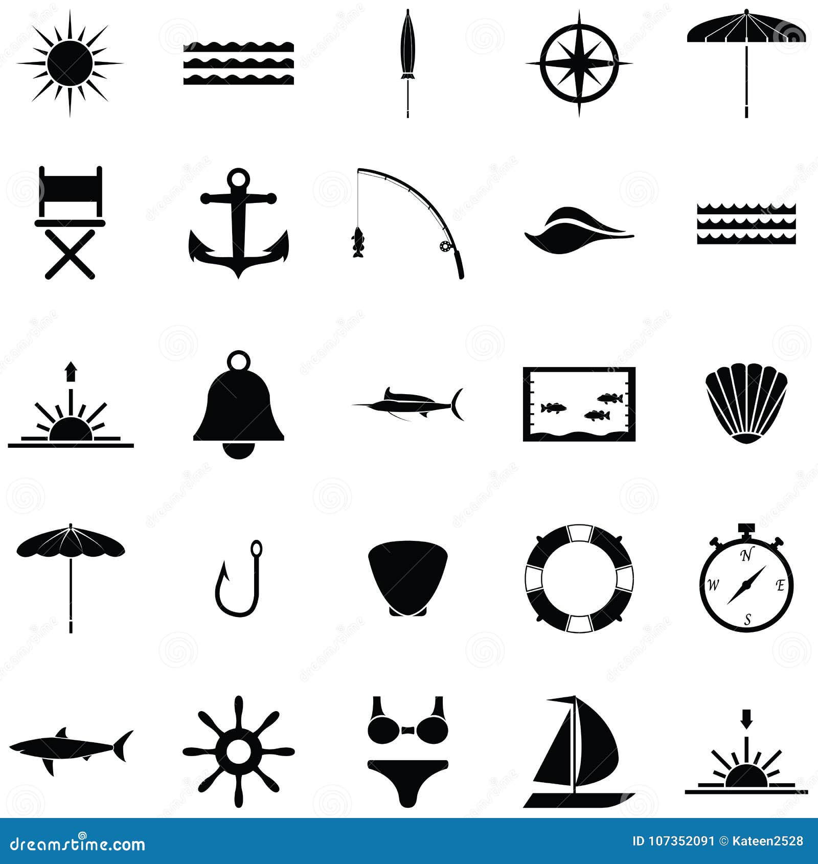 Sistema del icono del mar ilustración del vector. Ilustración de vector ...