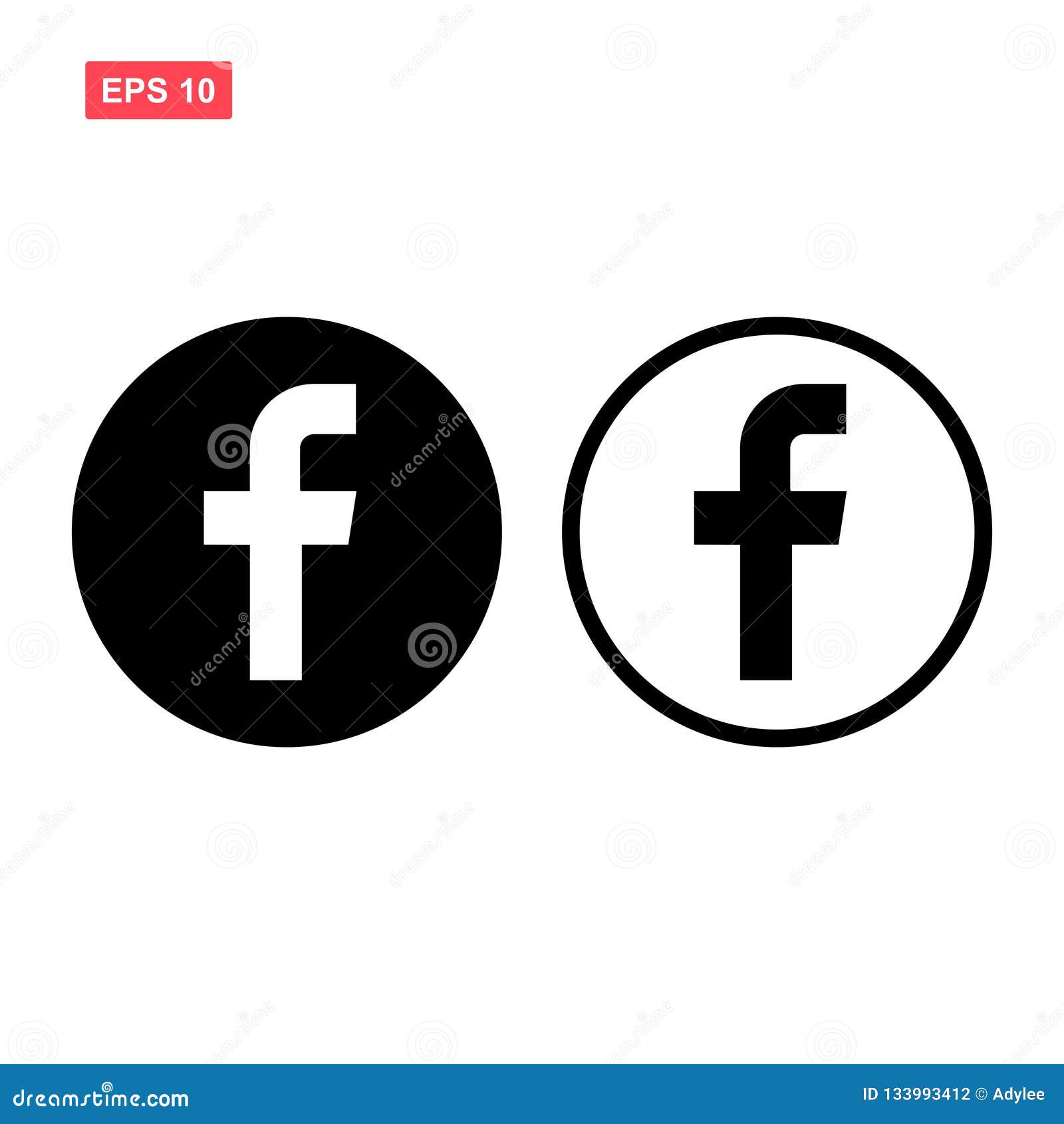 Sistema Del Icono Negro Del Facebook Del Vector Fotografía editorial ...
