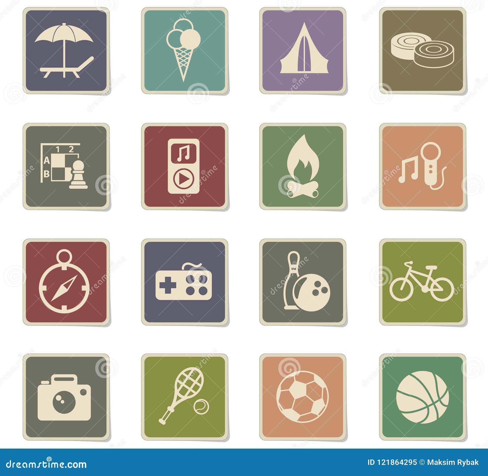 Sistema del icono del ocio ilustración del vector. Ilustración de fuego ...