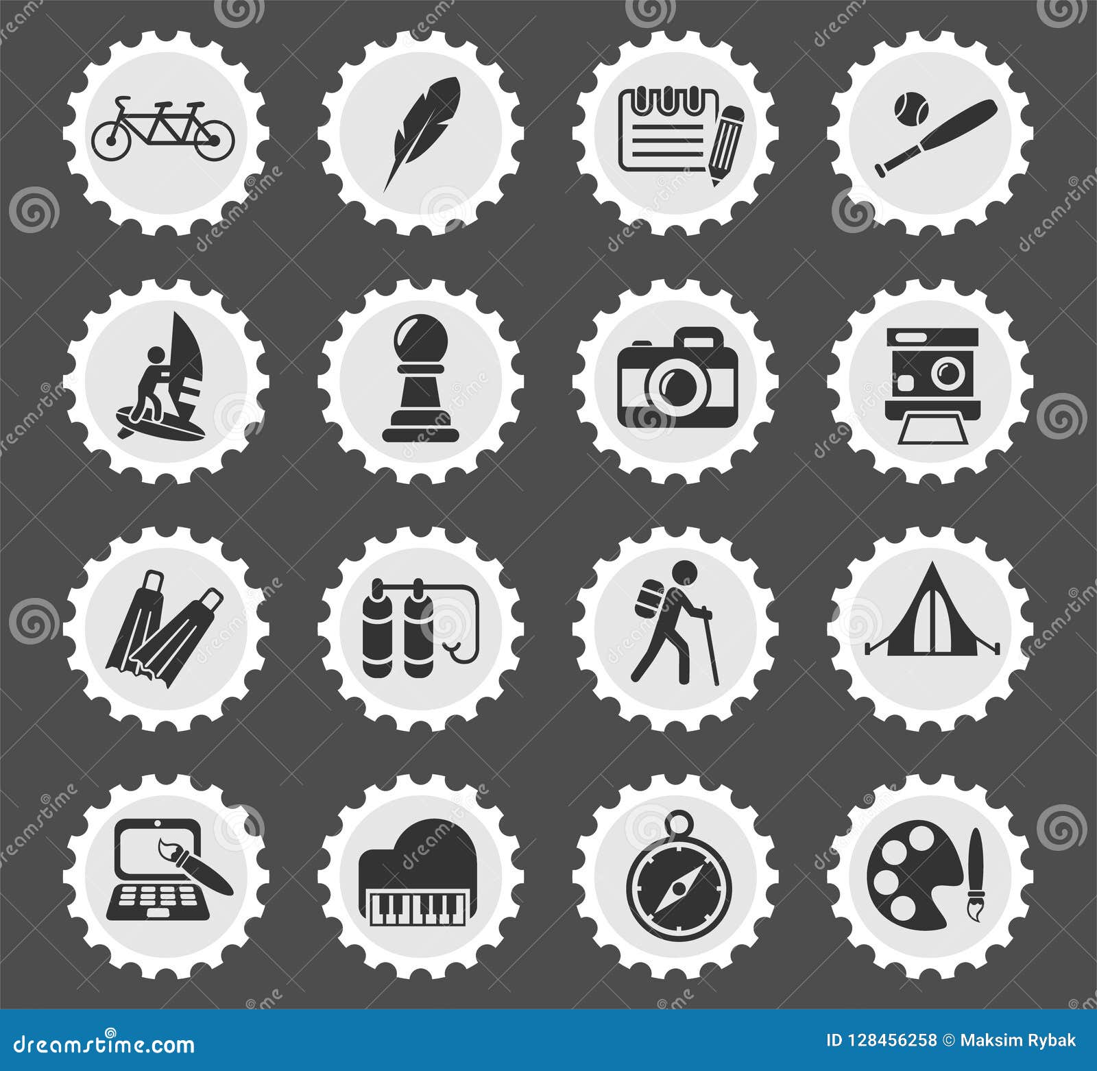 Sistema del icono del ocio ilustración del vector. Ilustración de ...