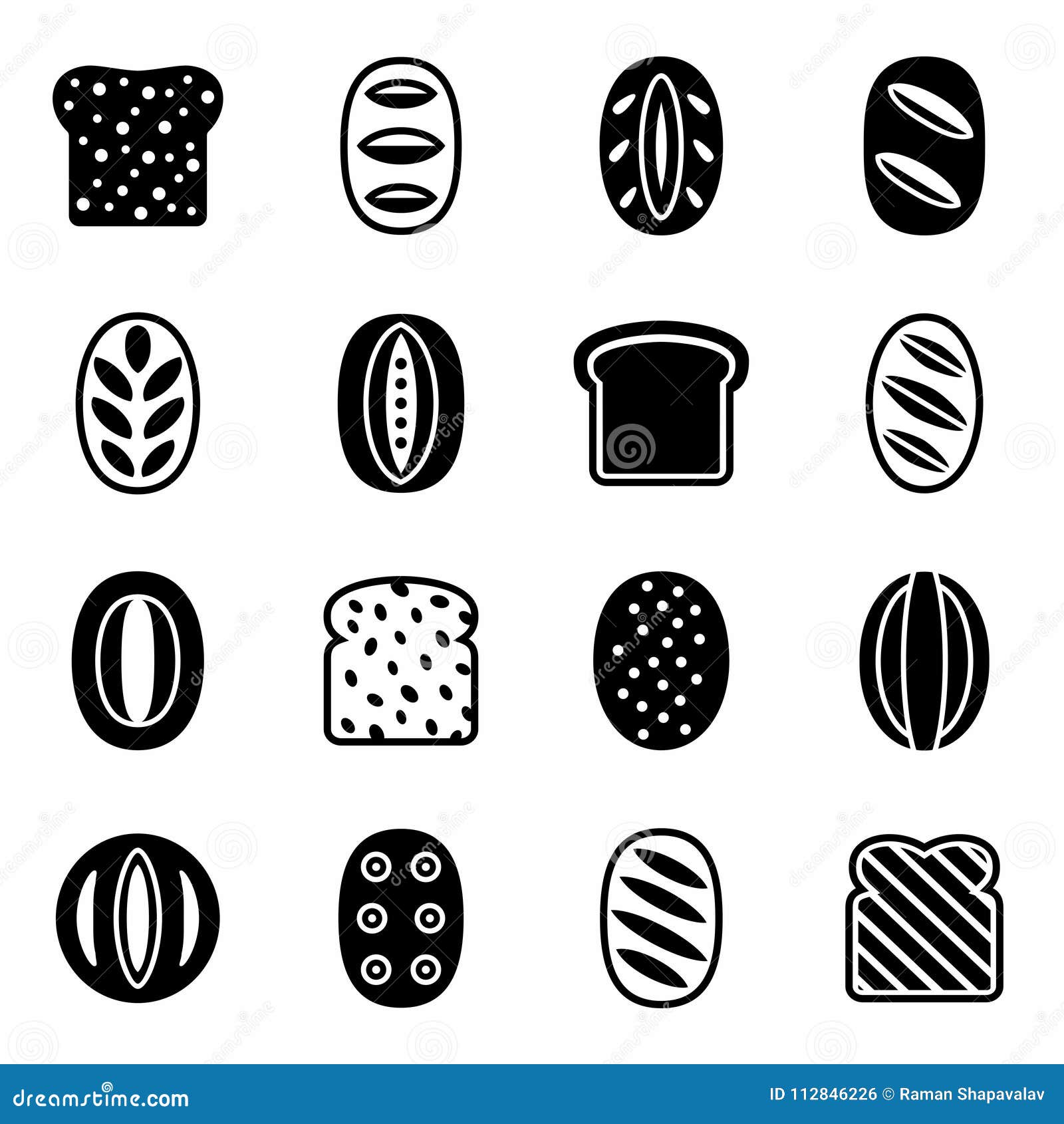 Sistema Del Icono Del Pan Del Vector Ilustración del Vector ...