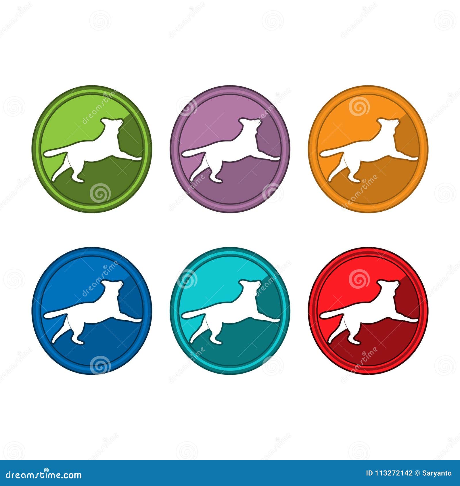 Sistema Del Icono Del Perro, Perros Coloridos Ilustración del Vector ...