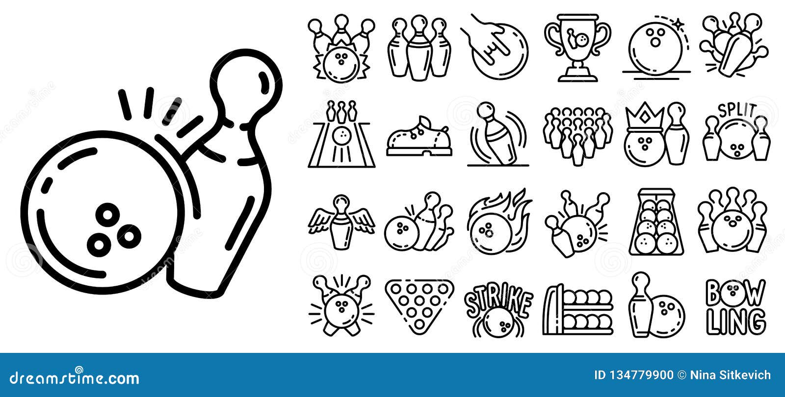 Sistema Del Icono Que Rueda, Estilo Del Esquema Ilustración del Vector ...