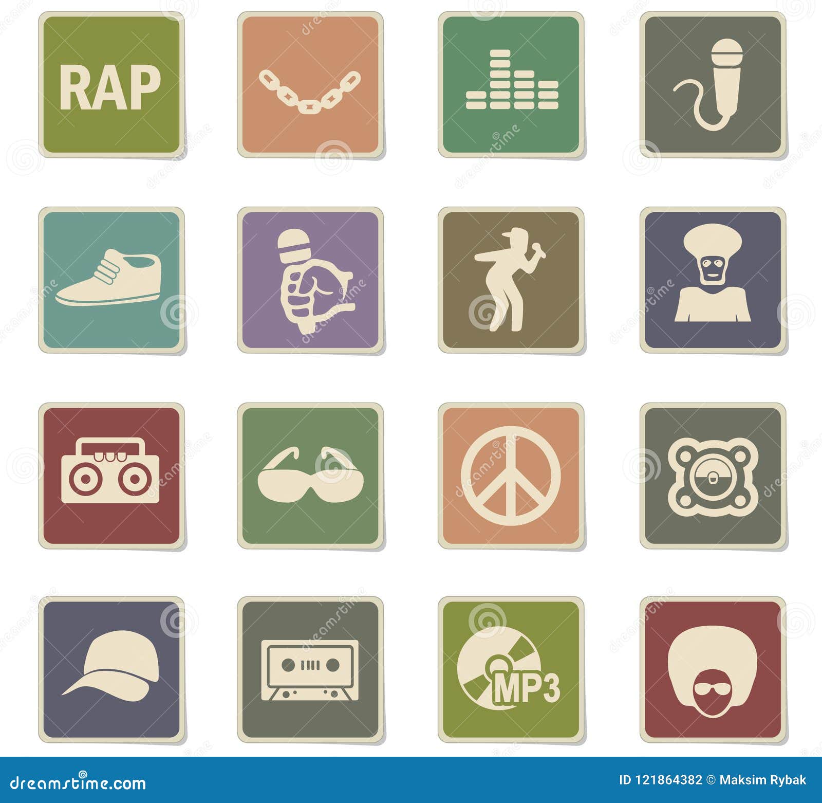 Sistema del icono del rap ilustración del vector. Ilustración de ...