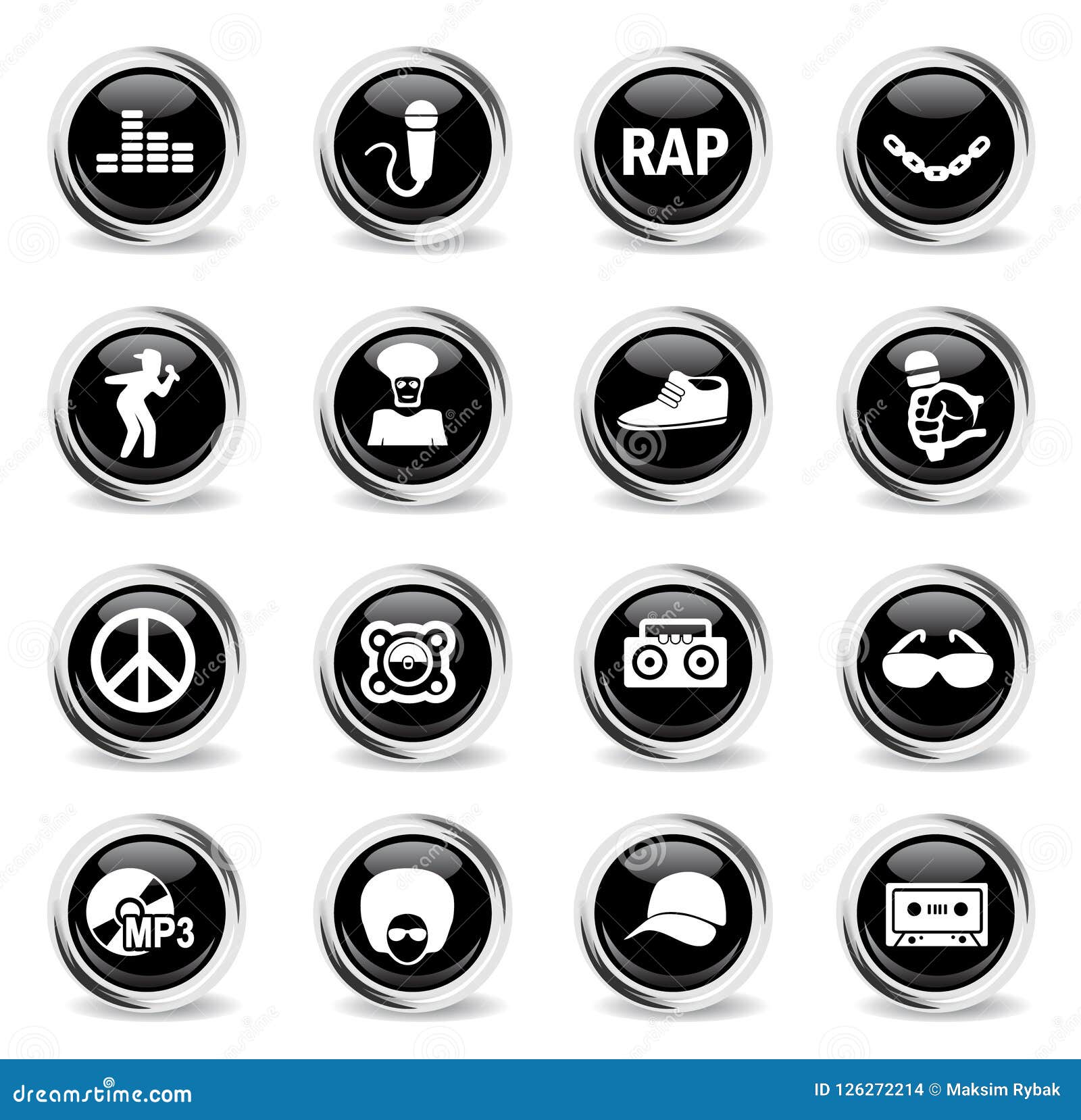Sistema del icono del rap ilustración del vector. Ilustración de ...