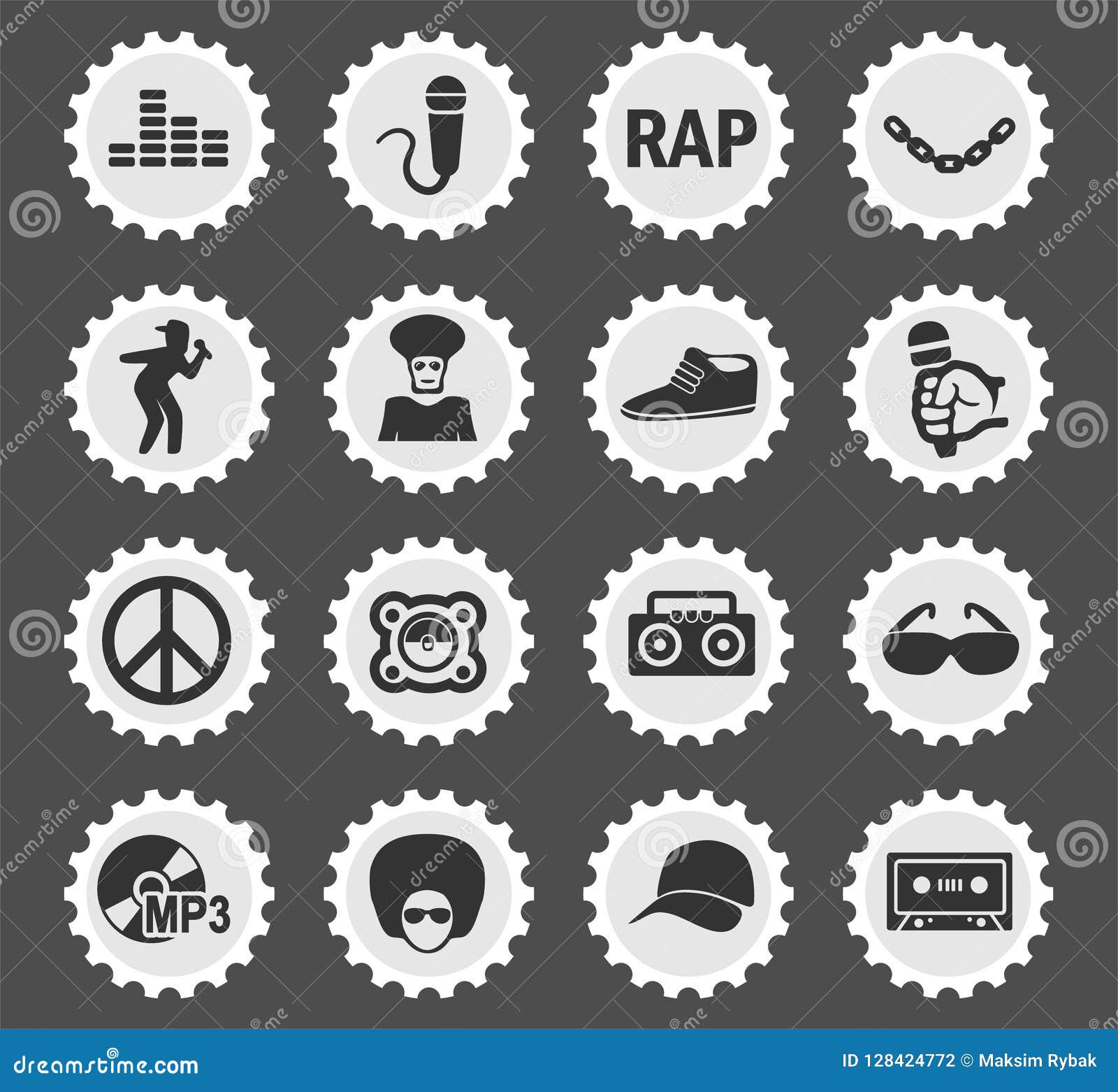 Sistema del icono del rap stock de ilustración. Ilustración de altavoz ...