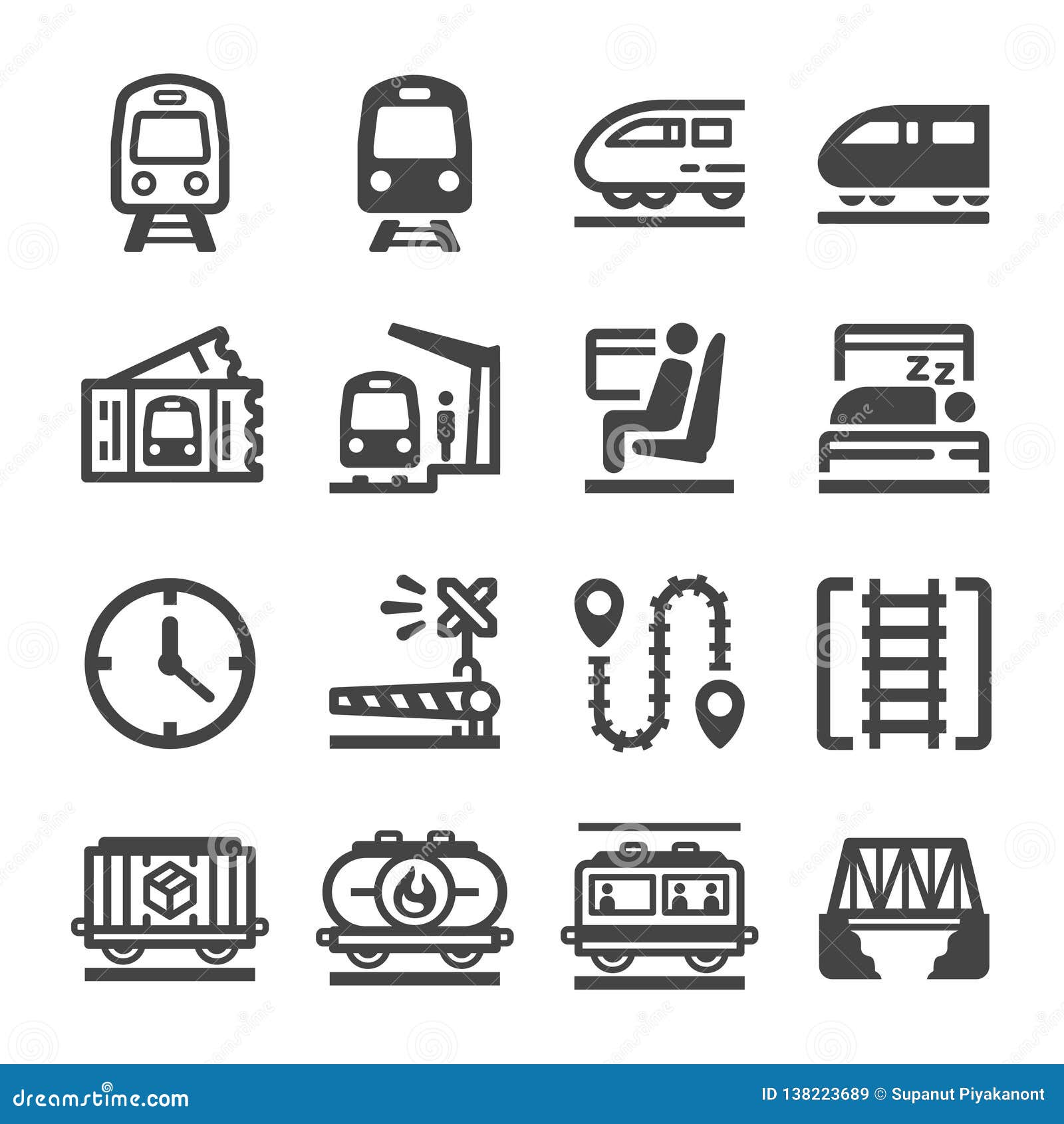 Sistema del icono del tren ilustración del vector. Ilustración de ...