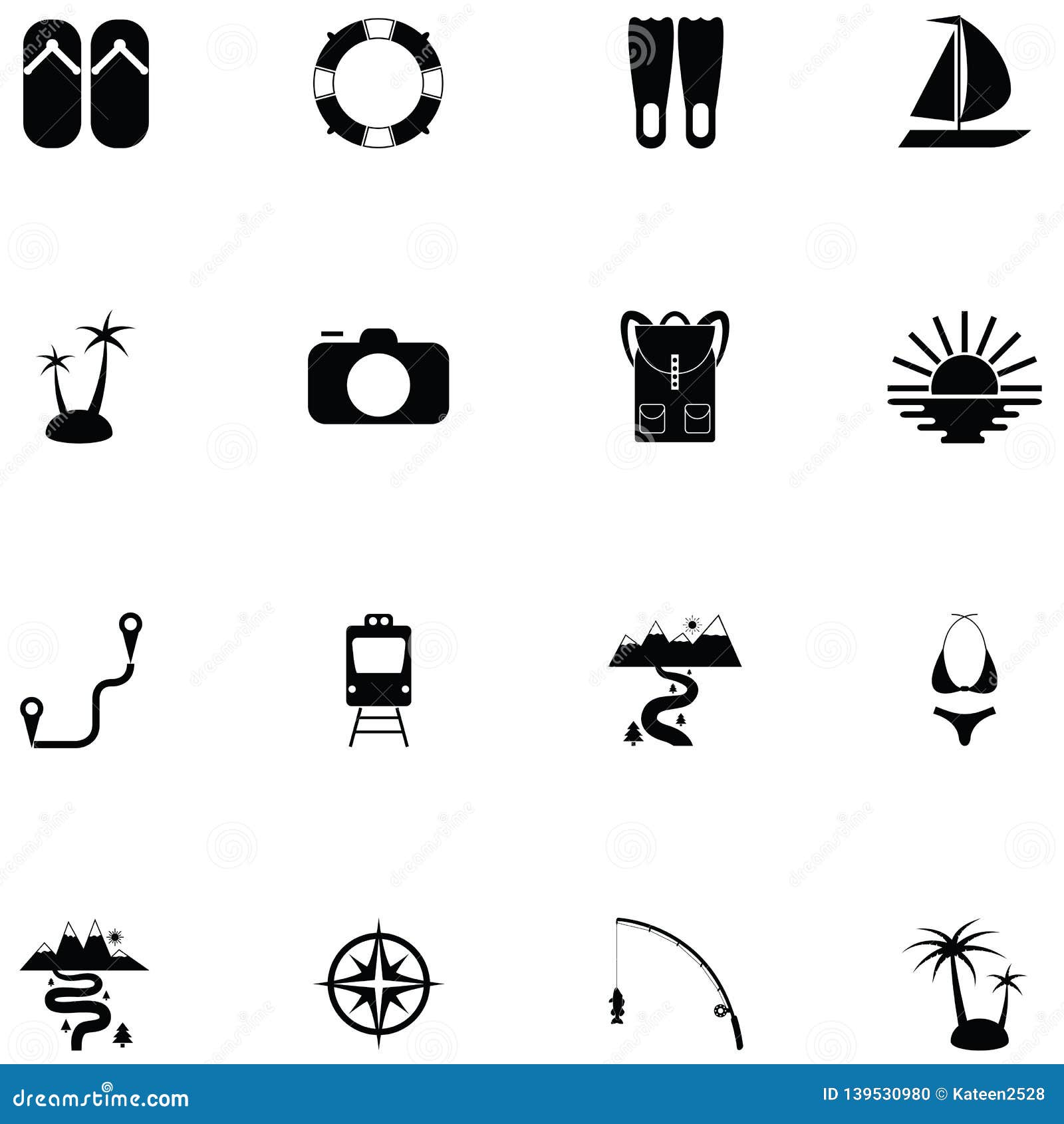 Sistema Del Icono Del Turismo Ilustración del Vector - Ilustración de ...