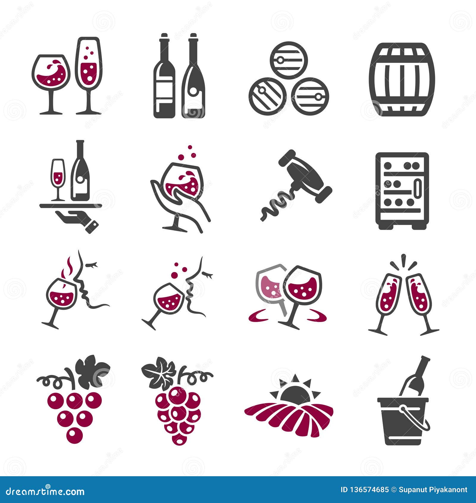 Sistema del icono del vino ilustración del vector. Ilustración de ...