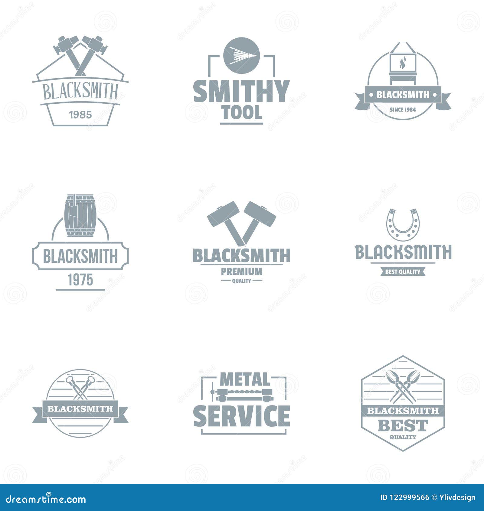 Sistema Del Logotipo De La Forja, Estilo Simple Ilustración del Vector ...