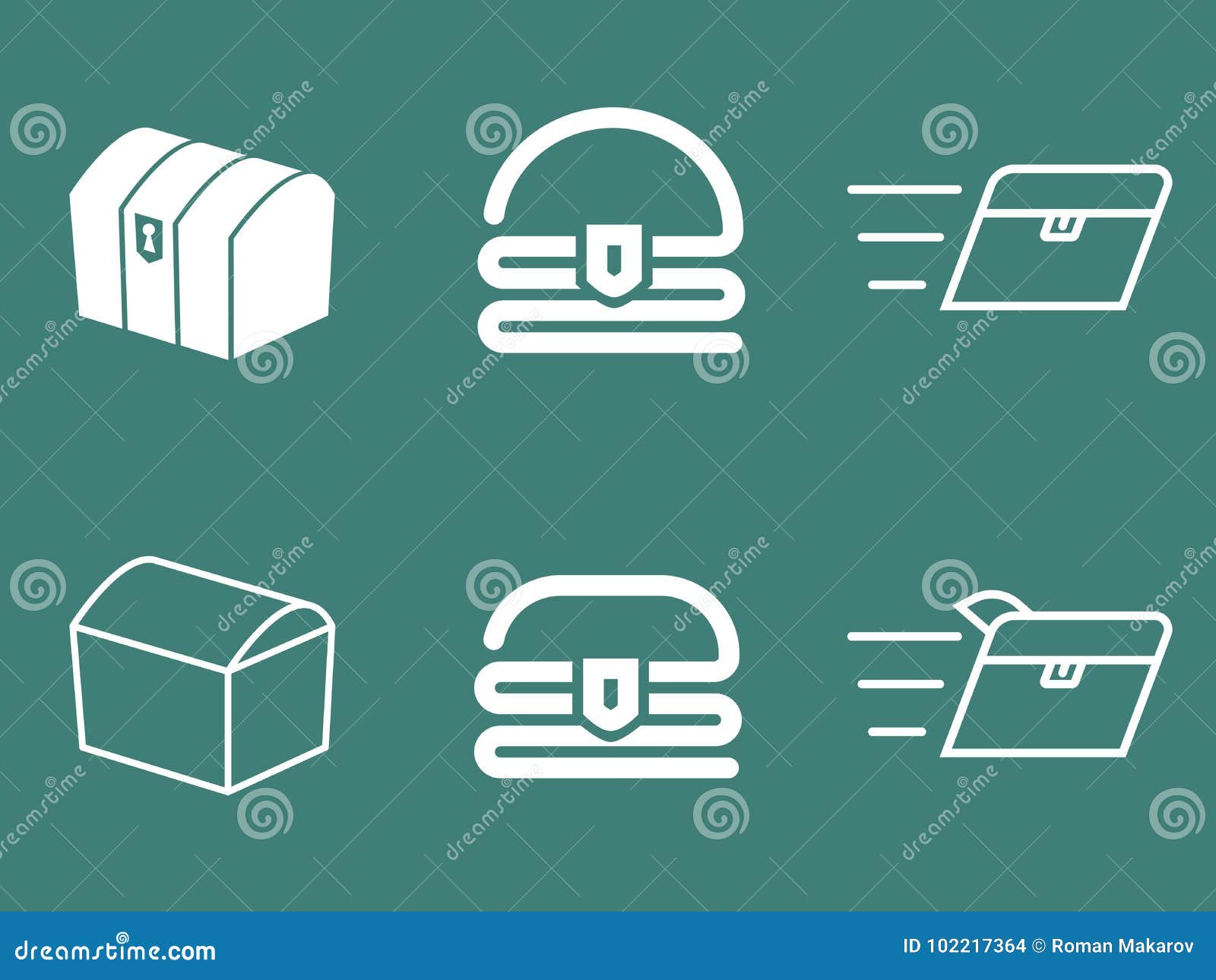 Sistema Del Logotipo Del Vector Del Cofre Del Tesoro Ilustración del ...