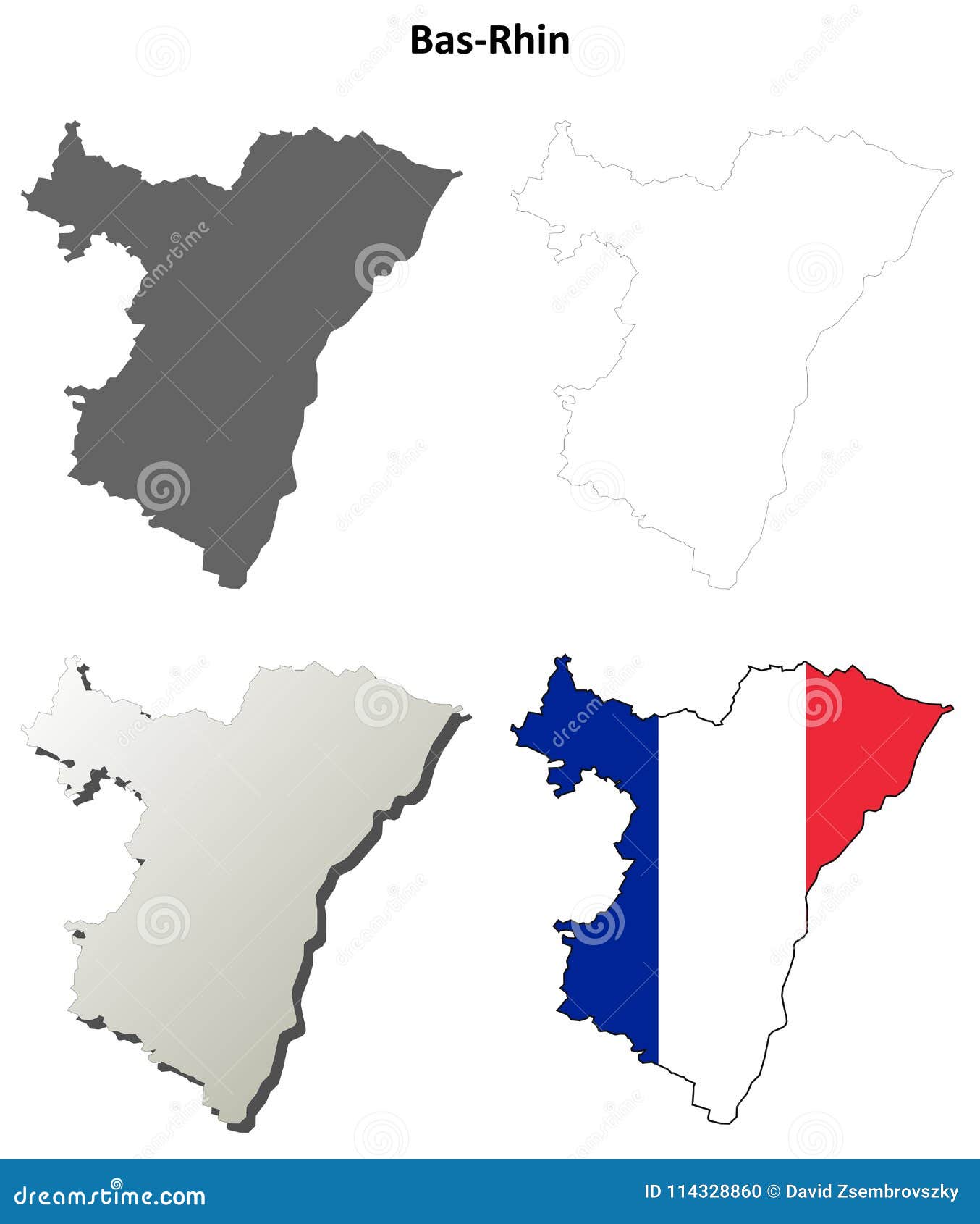 Sistema Del Mapa Del Esquema De Bas-Rhin, Alsacia Ilustración del ...