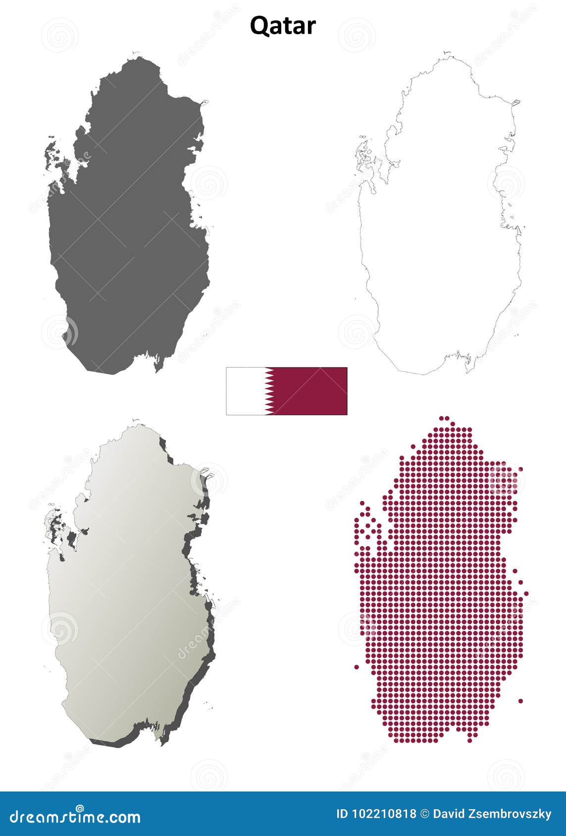 Sistema Del Mapa Del Esquema De Qatar Ilustración del Vector ...