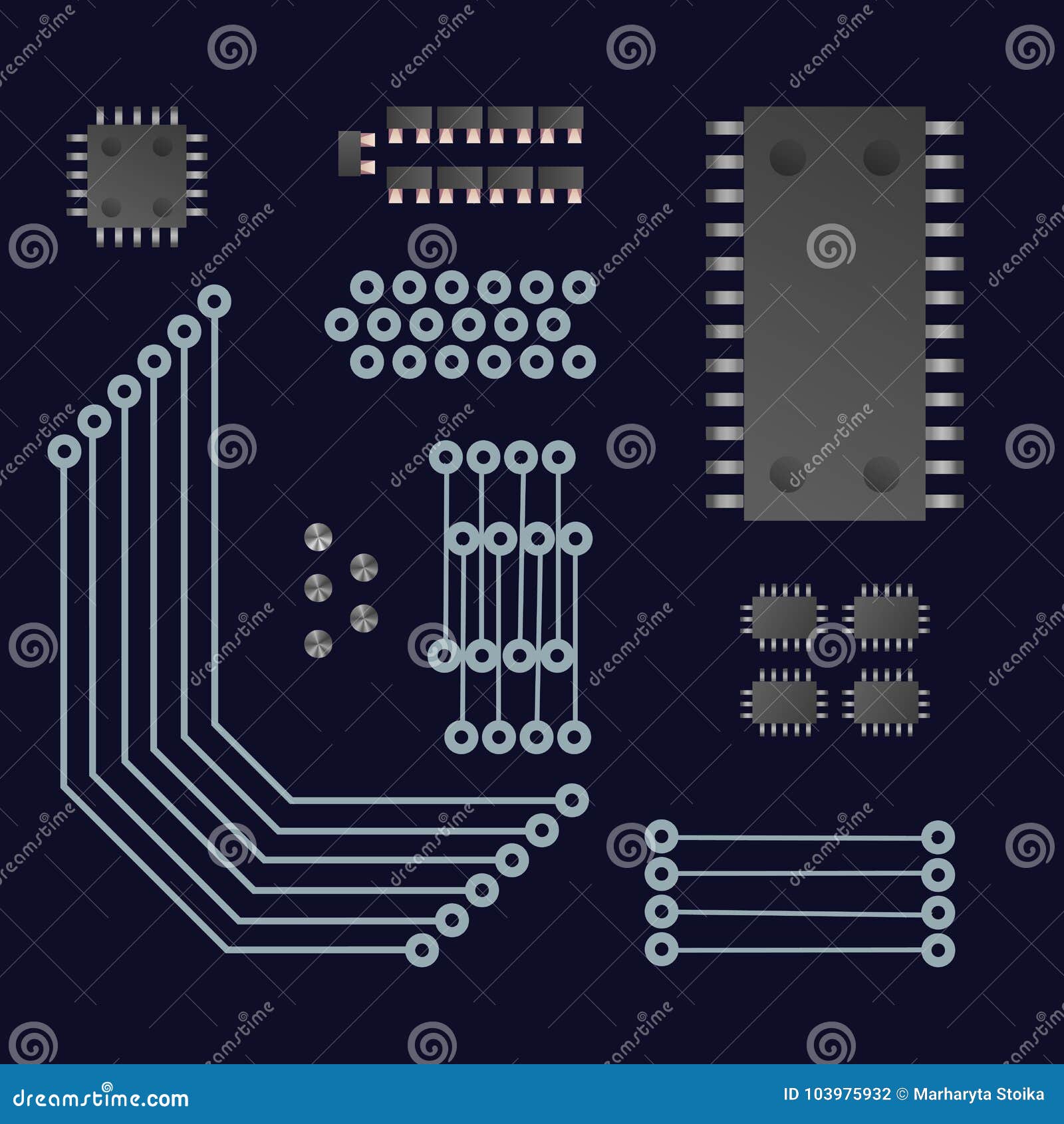 Sistema Del Microchip De Elementos Ilustración del Vector - Ilustración ...