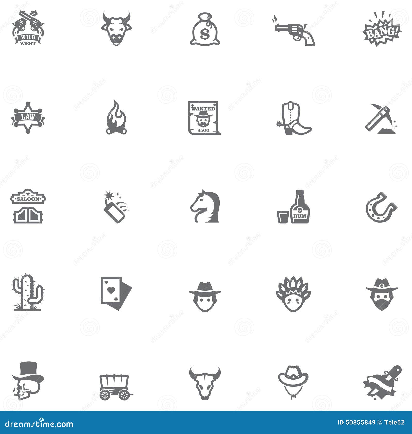 Sistema Del Oeste Salvaje Del Icono Ilustración del Vector ...