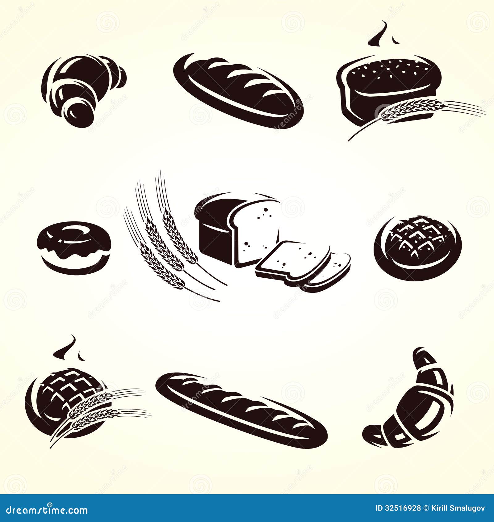 Sistema del pan. Vector ilustración del vector. Ilustración de ...