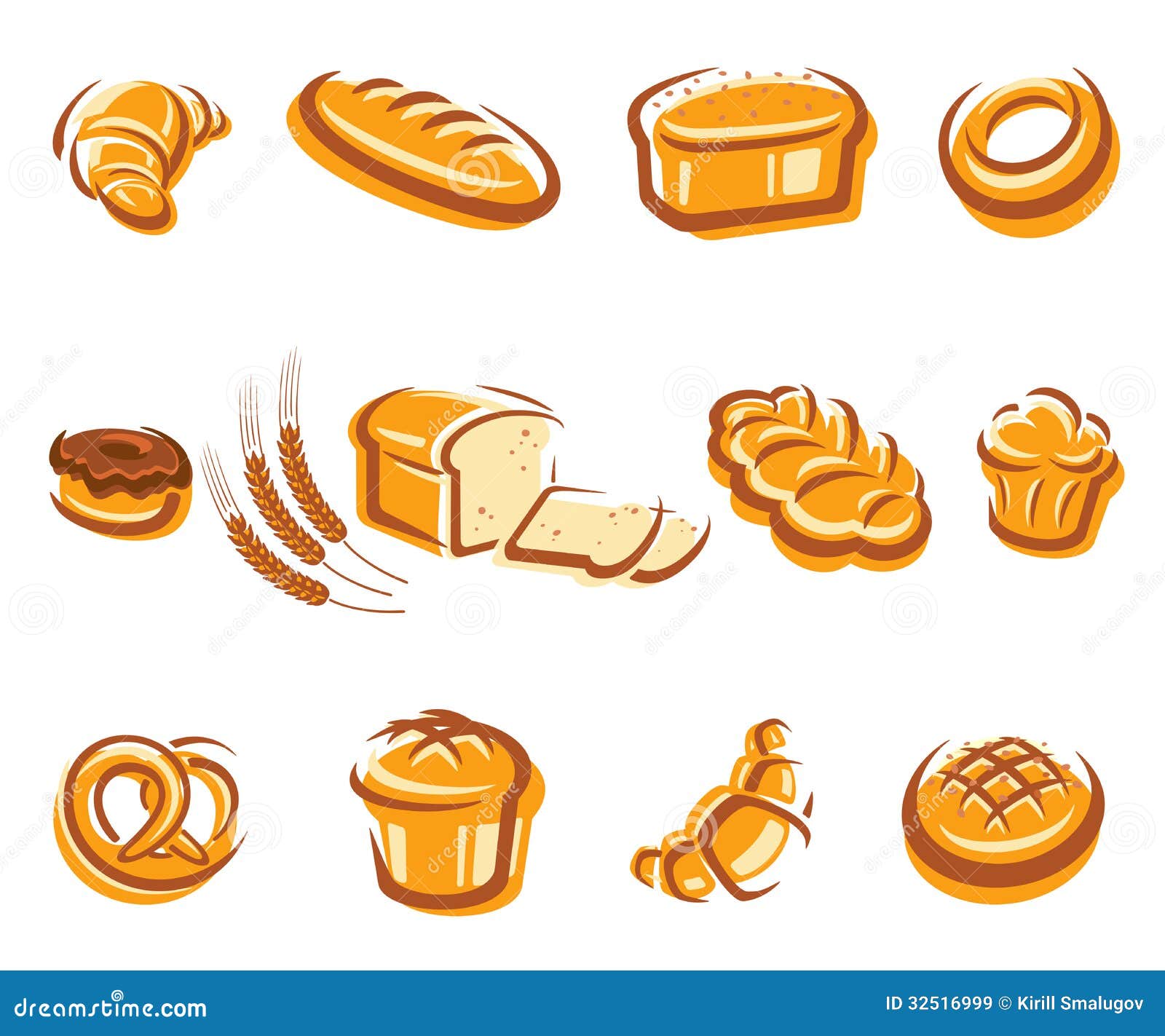 Sistema Del Pan. Vector Imágenes de archivo libres de regalías - Imagen ...