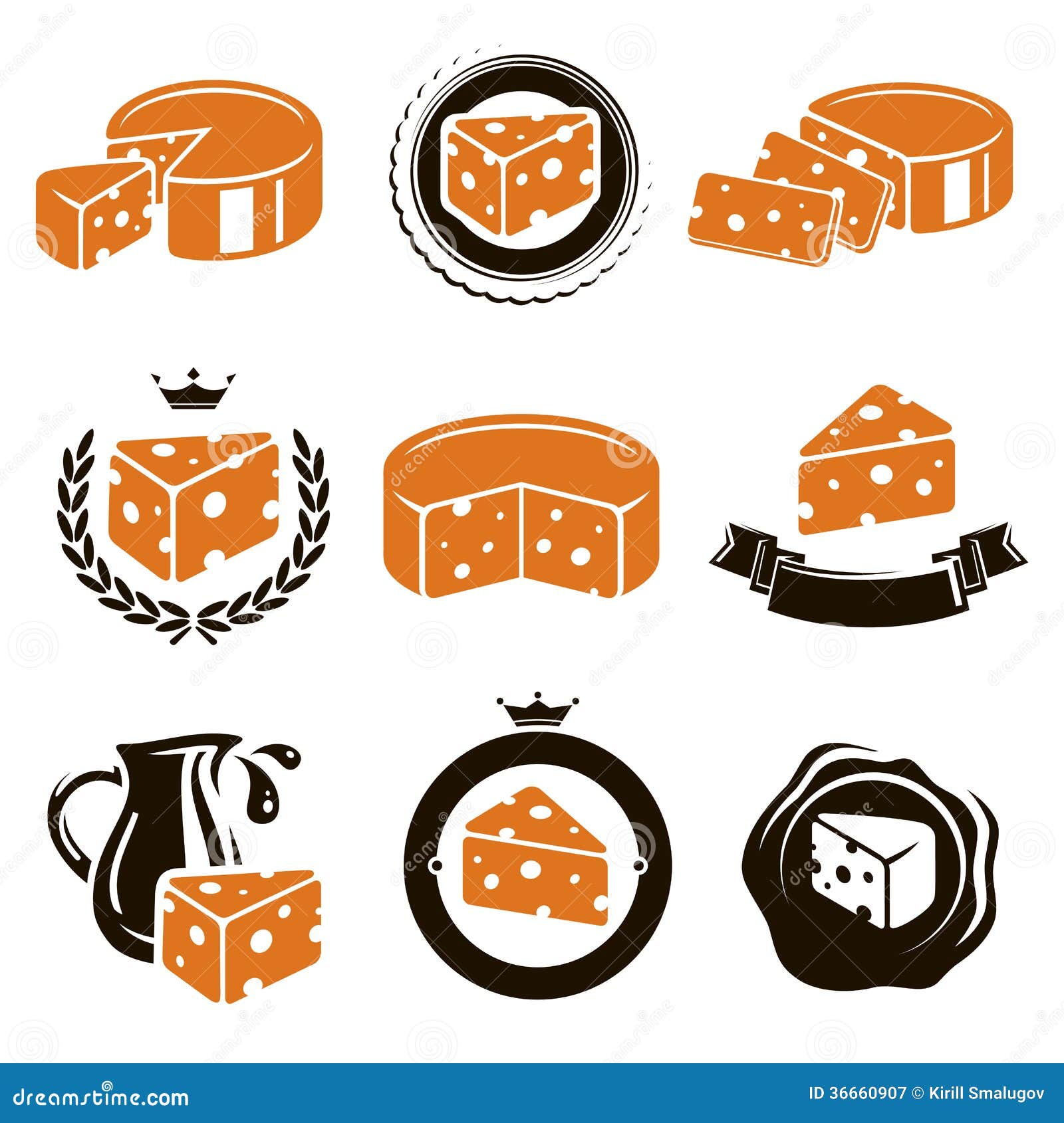 Sistema del queso. Vector ilustración del vector. Ilustración de pedazo ...