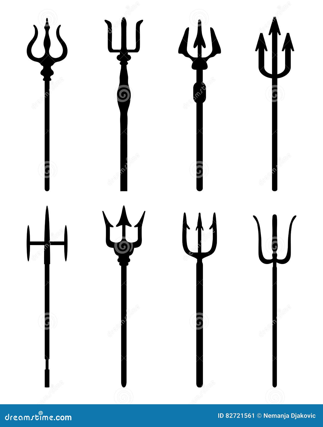 Sistema del tridente stock de ilustración. Ilustración de oceano - 82721561