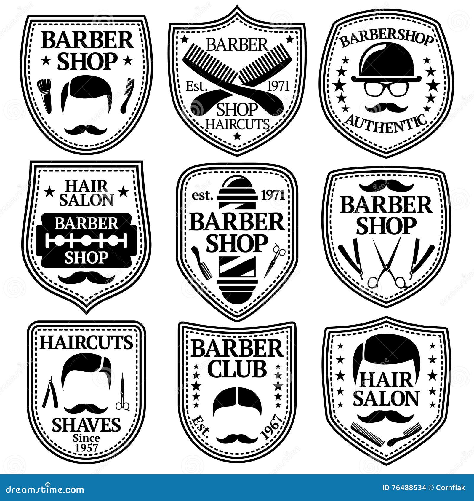 Sistema Del Vector De Barber Labels Para Las Tiendas Etc Ilustración ...