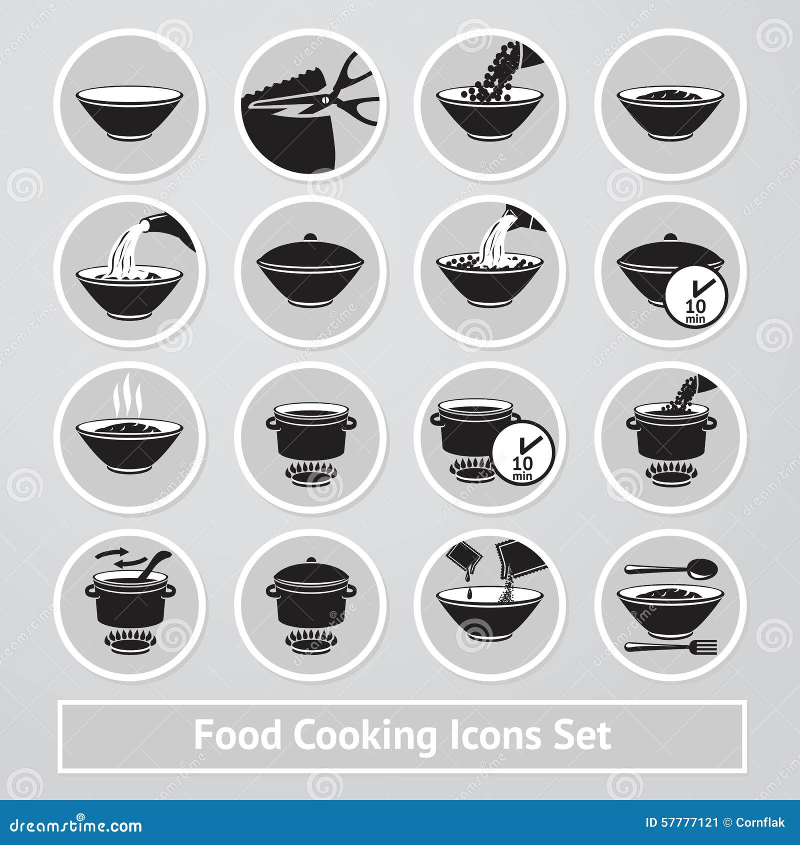 Sistema Del Vector De Cocinar Iconos, Para Las Instrucciones ...